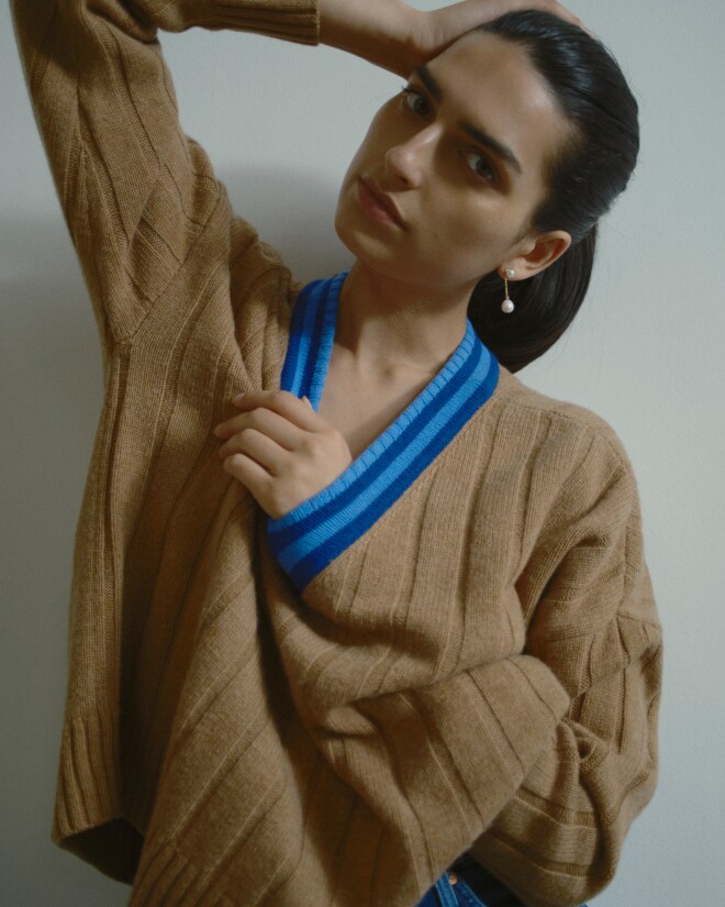 Denim Puff-Sleeve Tapered Jumpsuit