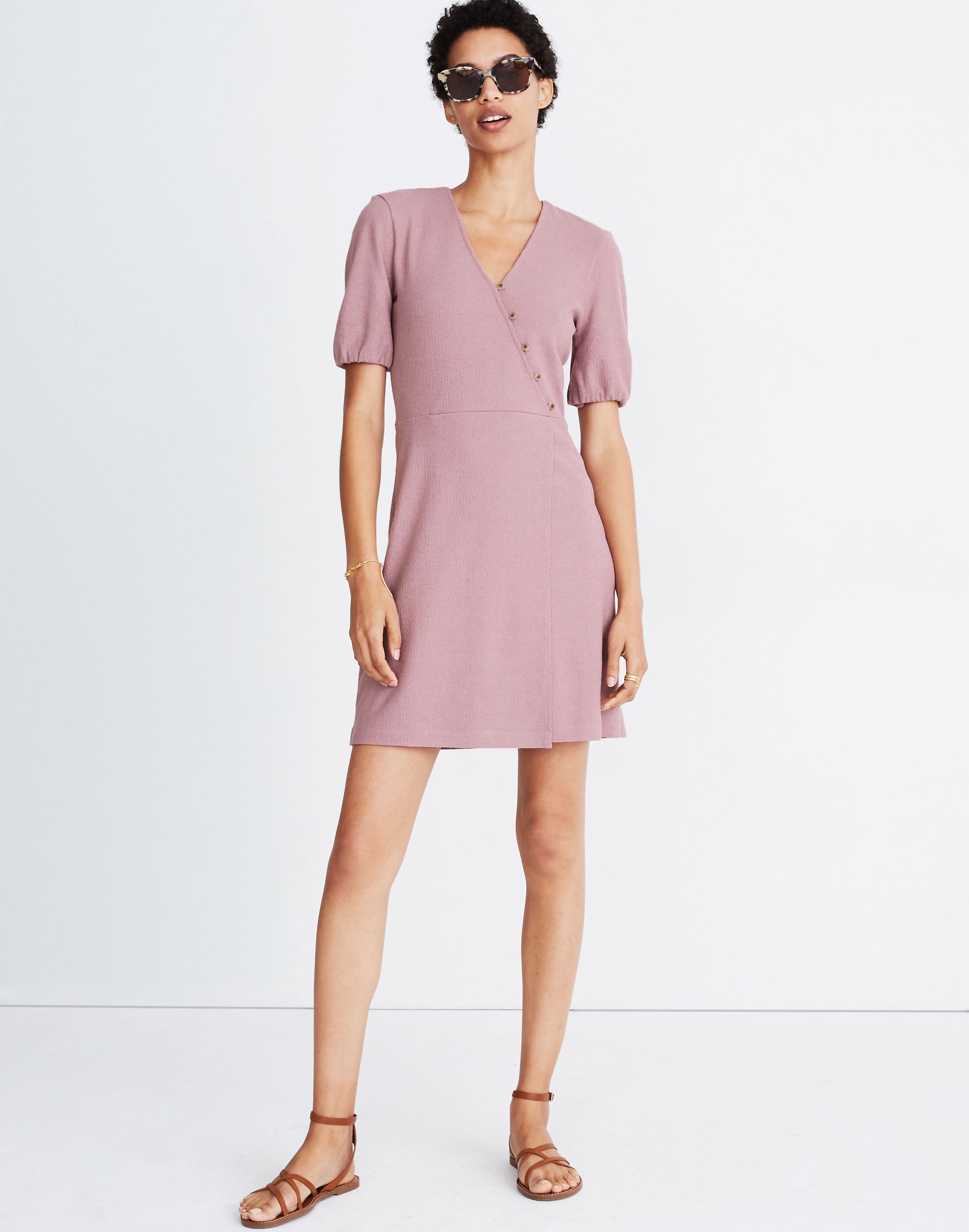 Cross-Front Button Dress