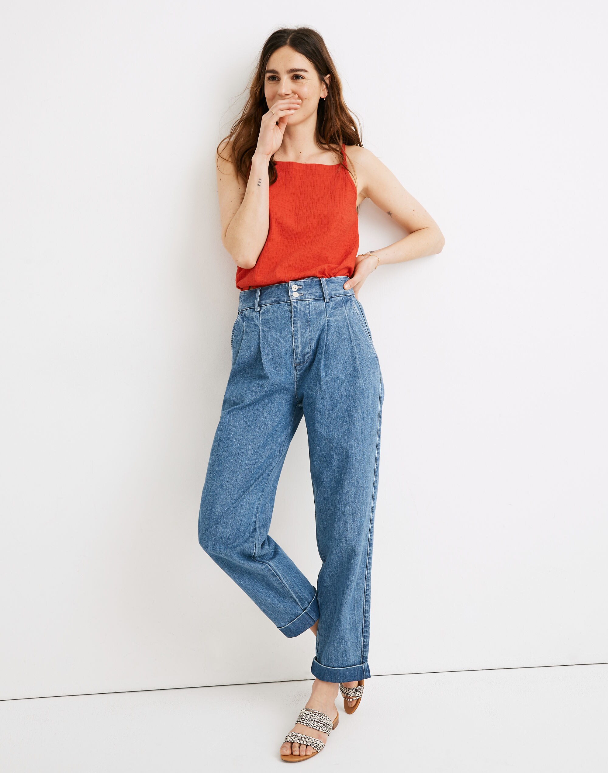 Pleated Taper Wide-Leg Jeans | Madewell