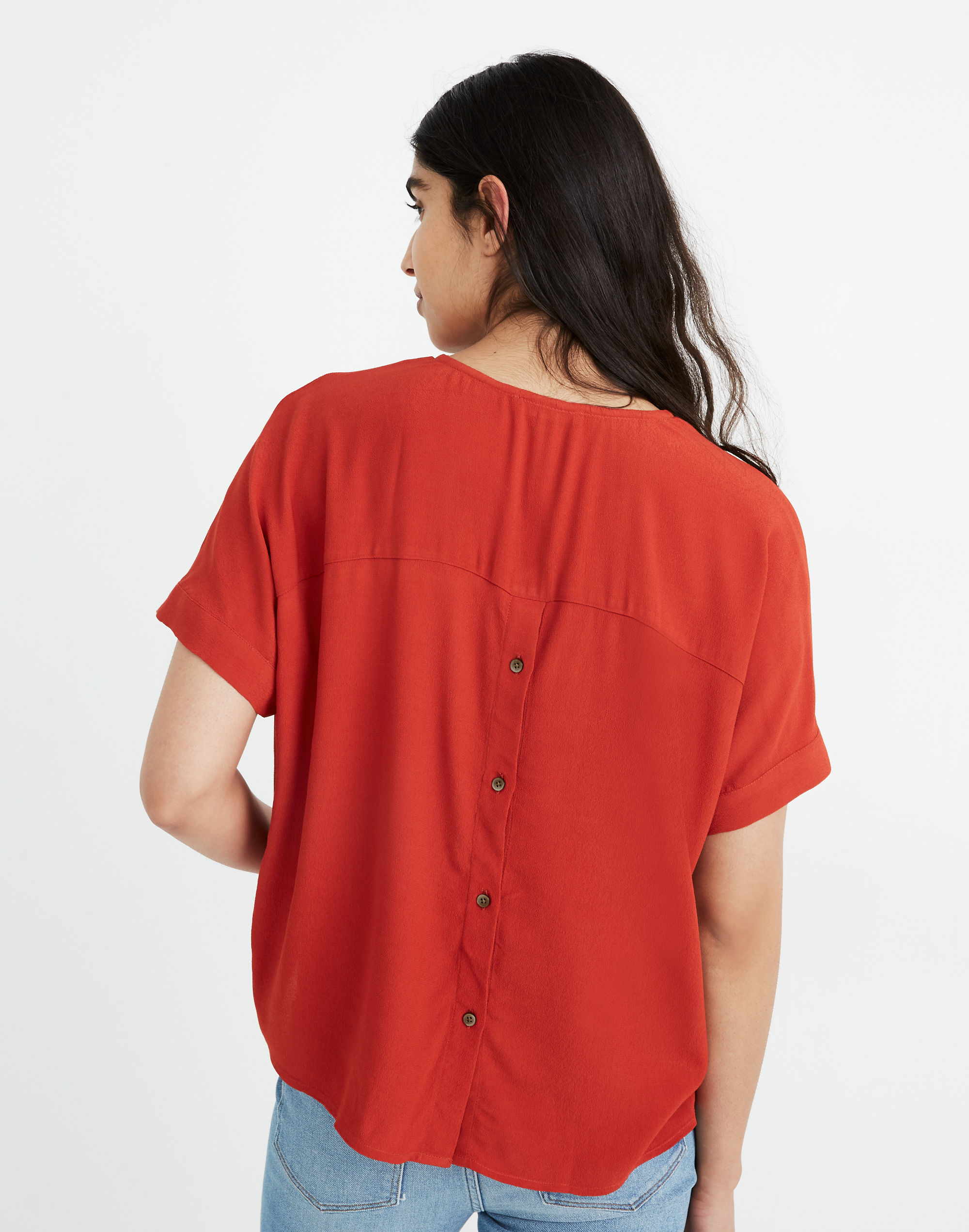 Drapey V-Neck Button-Back Top | Madewell