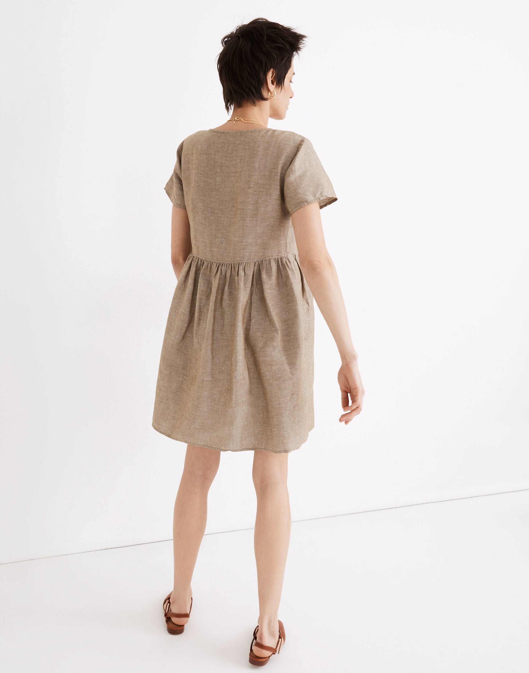Linen-Blend Alexandra Button-Front Mini Dress | Madewell