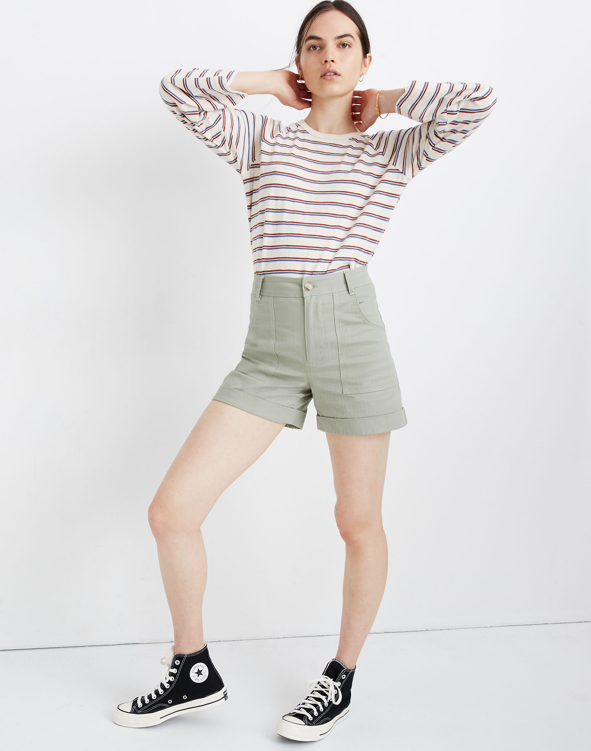 High-Rise Cuffed Shorts