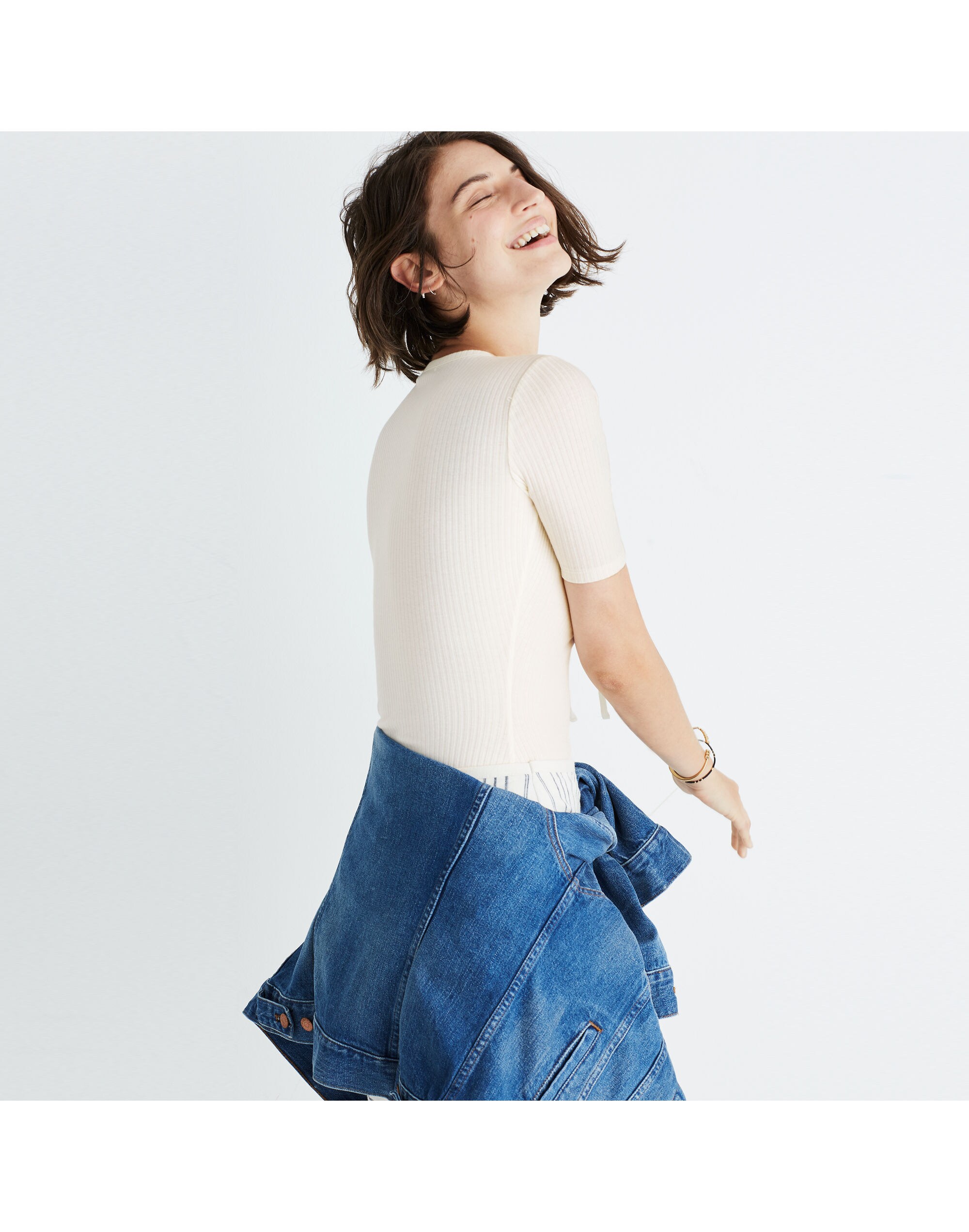 Ribbed Lace-Up Bodysuit | Madewell