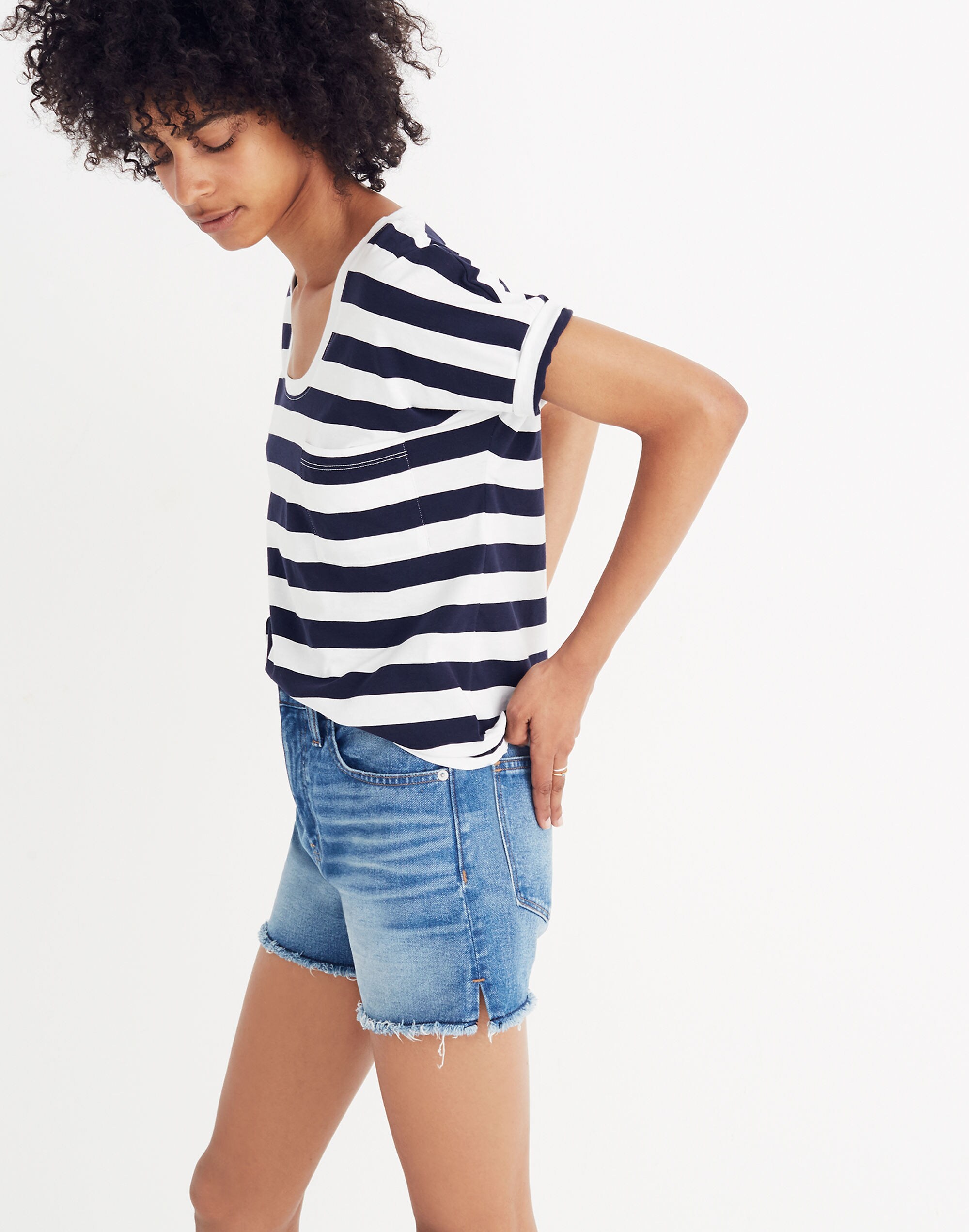 Striped U-Neck Tee