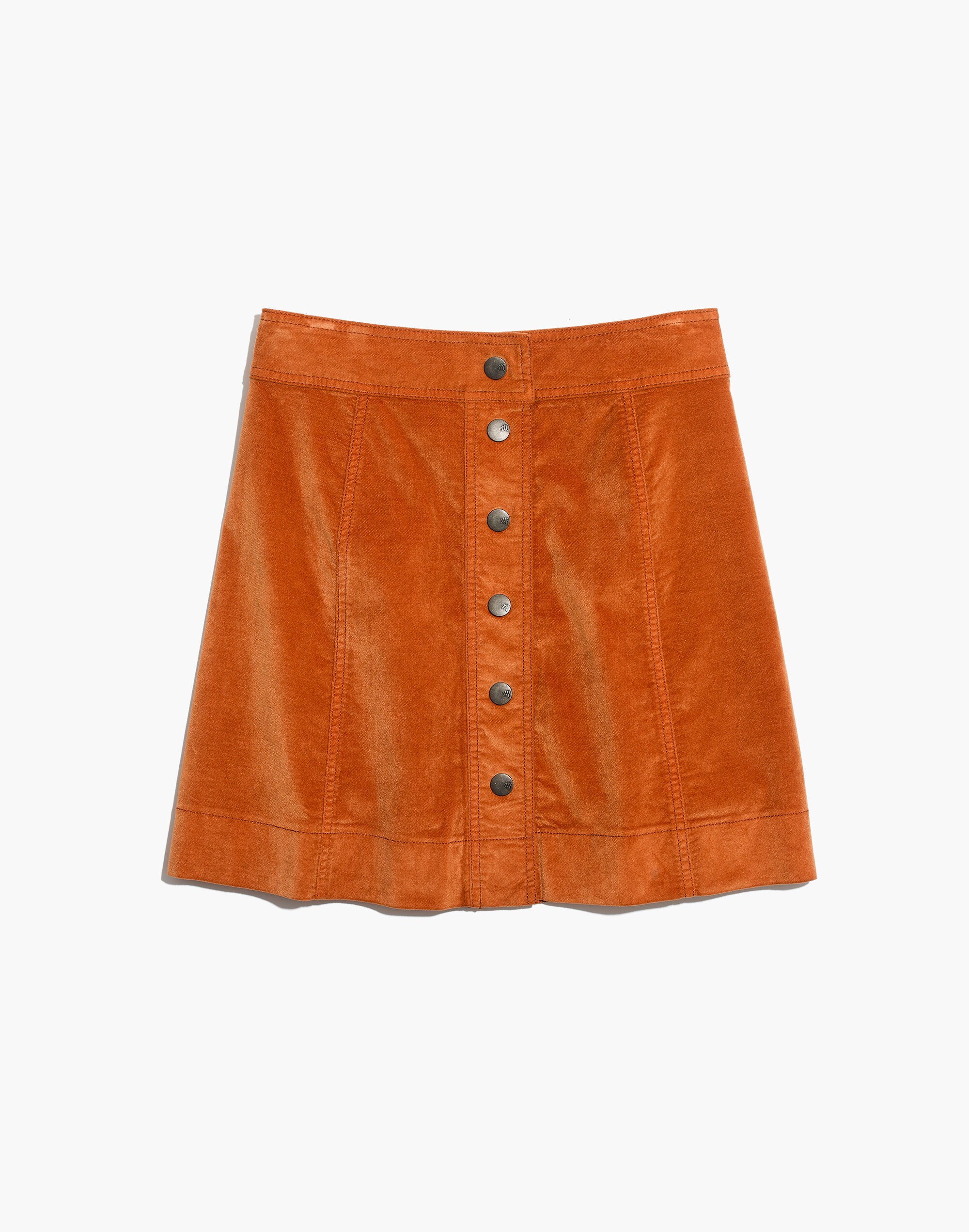 Velveteen A-Line Mini Skirt: Button-Front Edition | Madewell