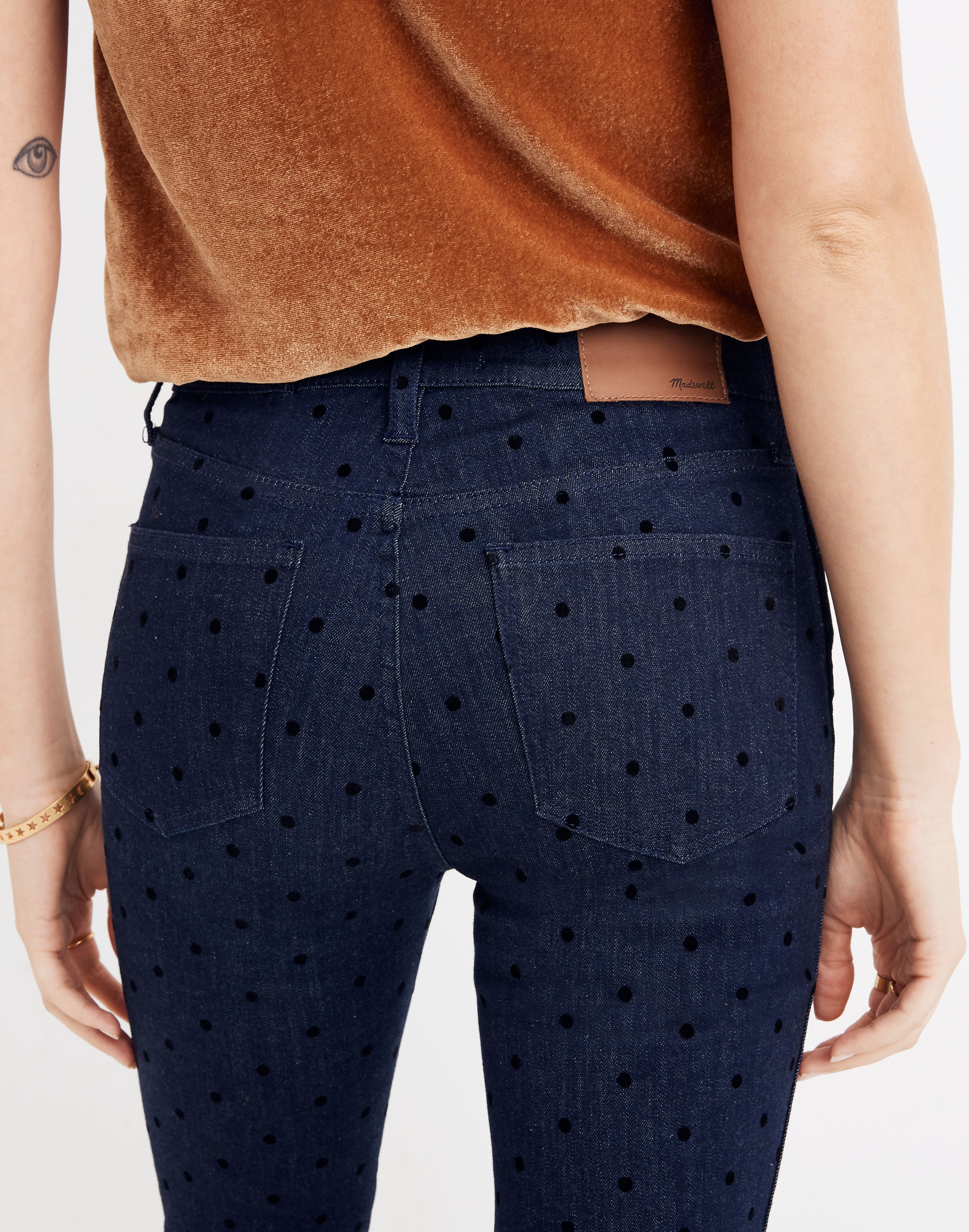 9" Mid-Rise Skinny Jeans: Flocked Dots Edition | Madewell