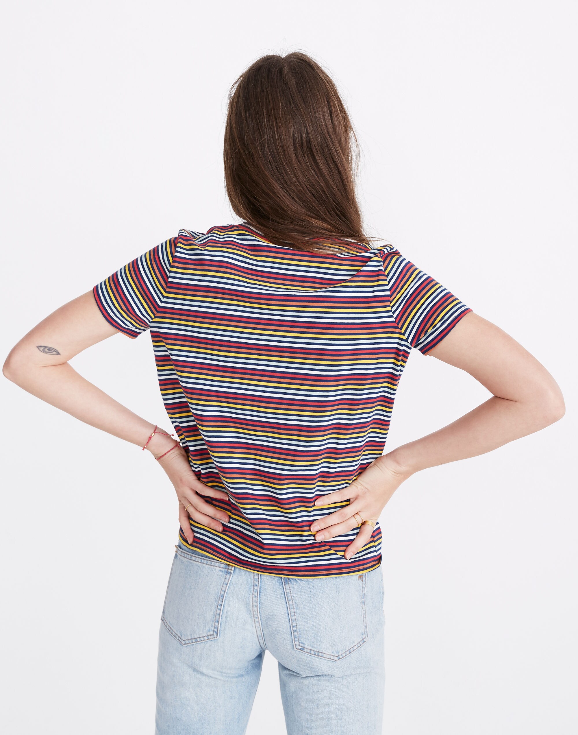 Knot-Front Tee in Rainbow Stripe | Madewell