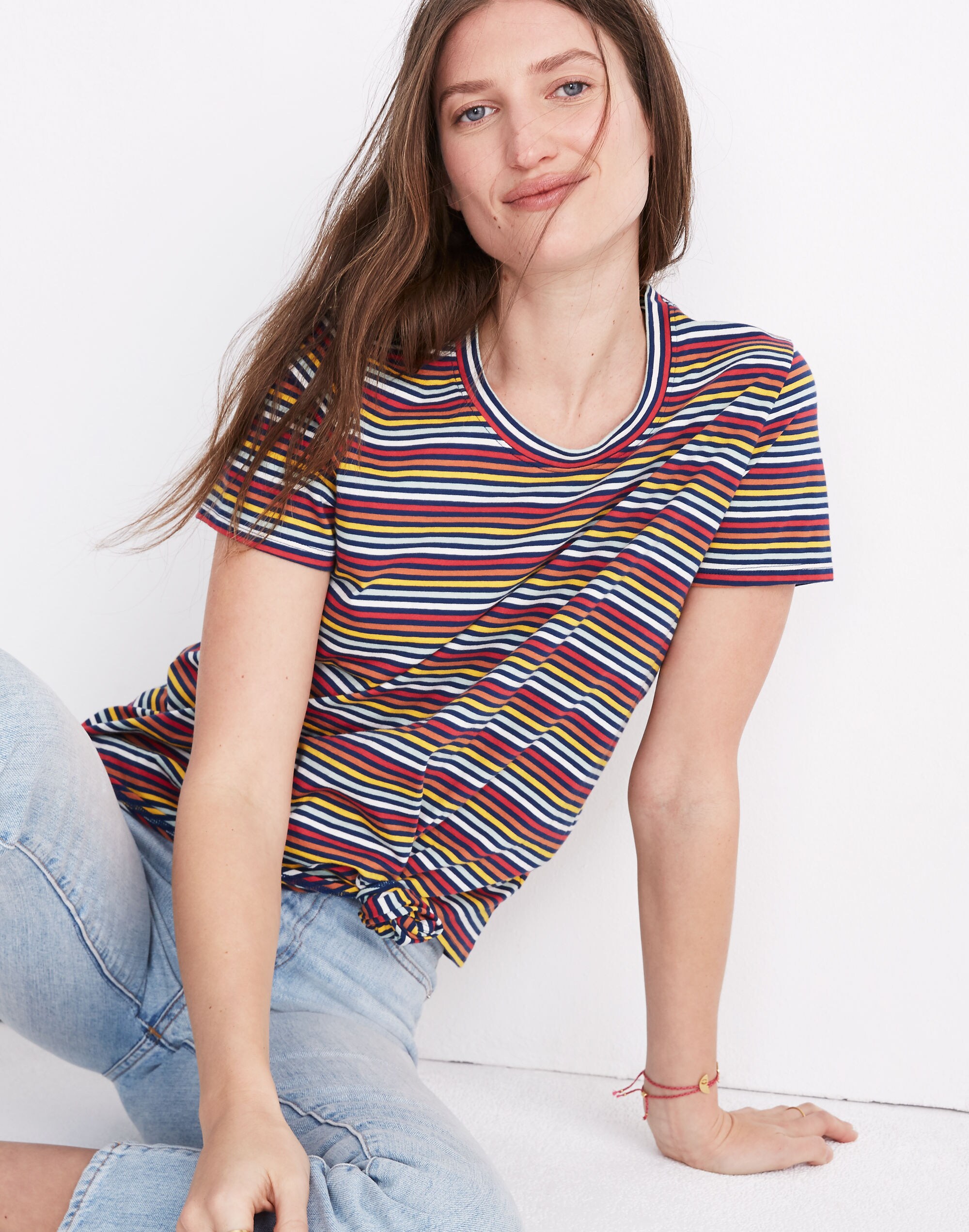 Knot-Front Tee in Rainbow Stripe | Madewell