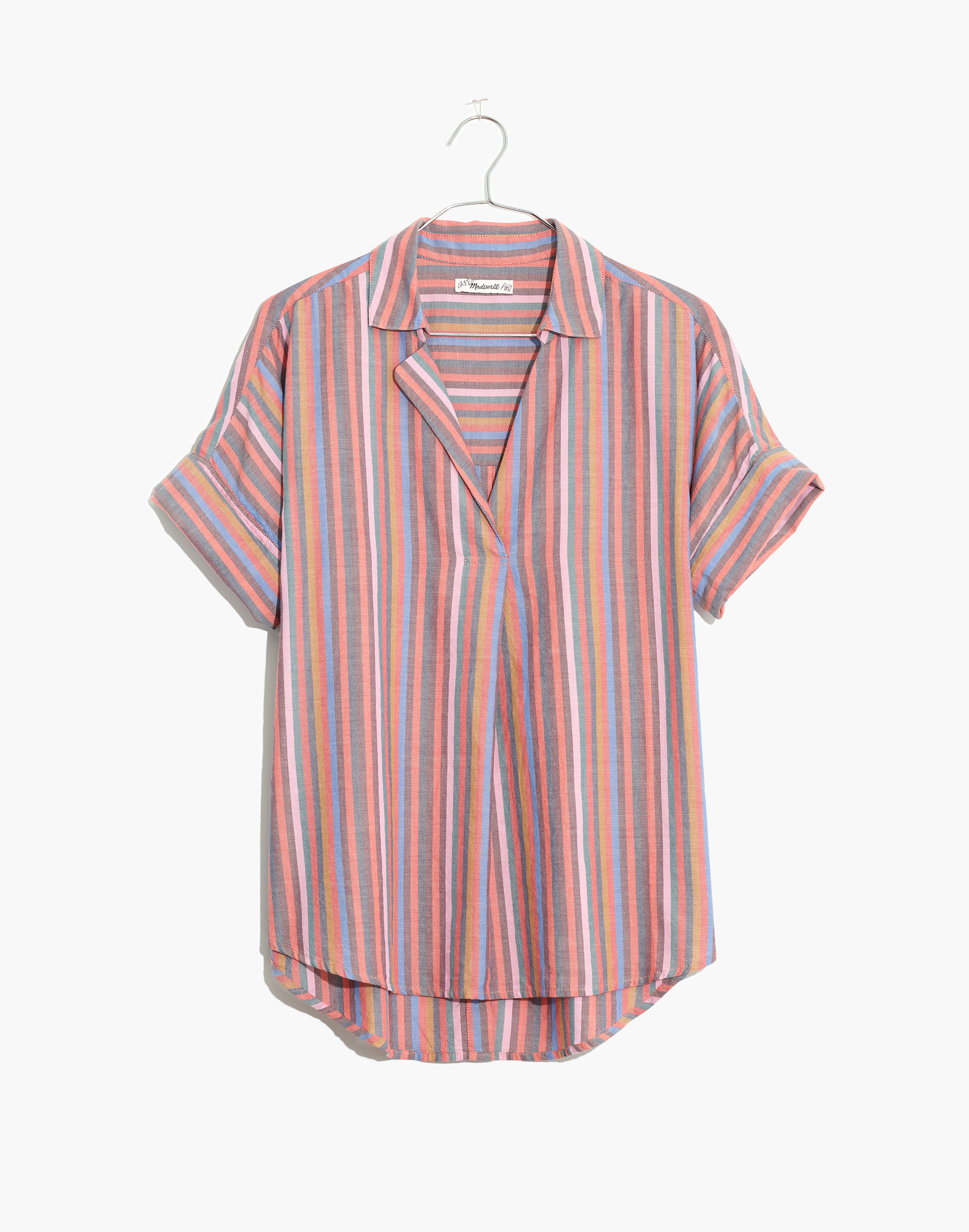 Courier Button-Back Shirt in Rainbow Stripe | Madewell