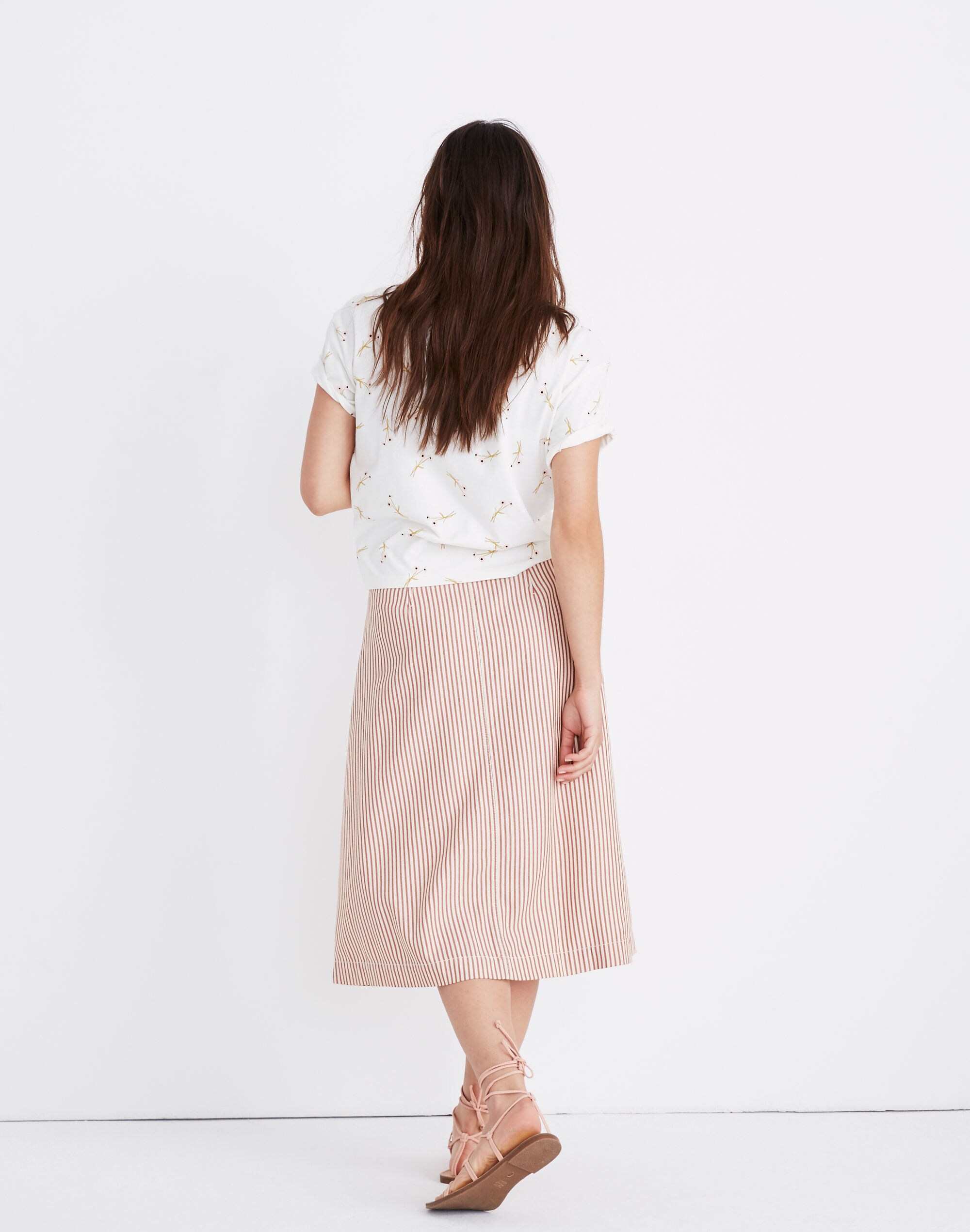 Patio Button-Front Midi Skirt in Clay Stripe | Madewell