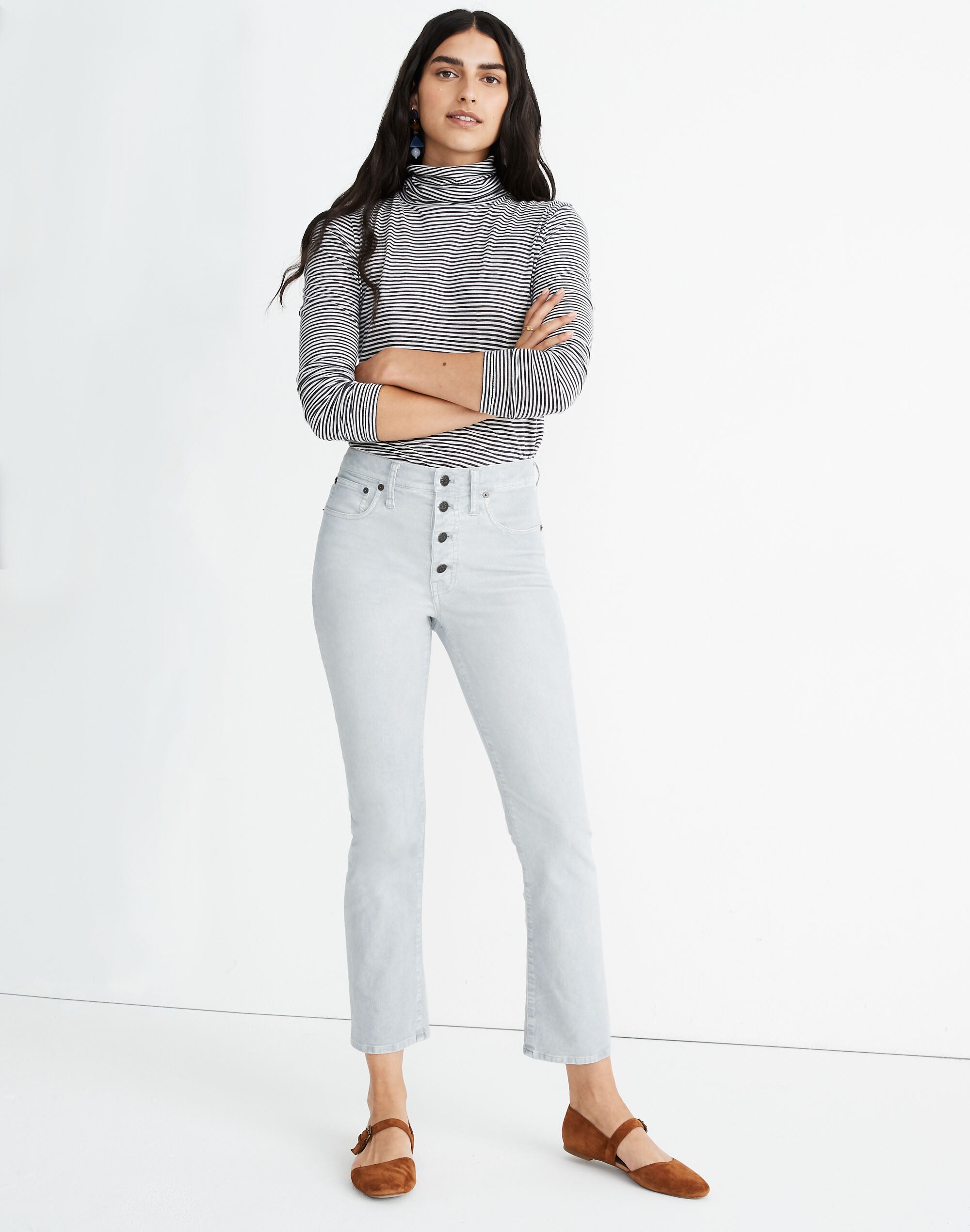 Petite Cali Demi-Boot Jeans in Corduroy: Button-Front Edition