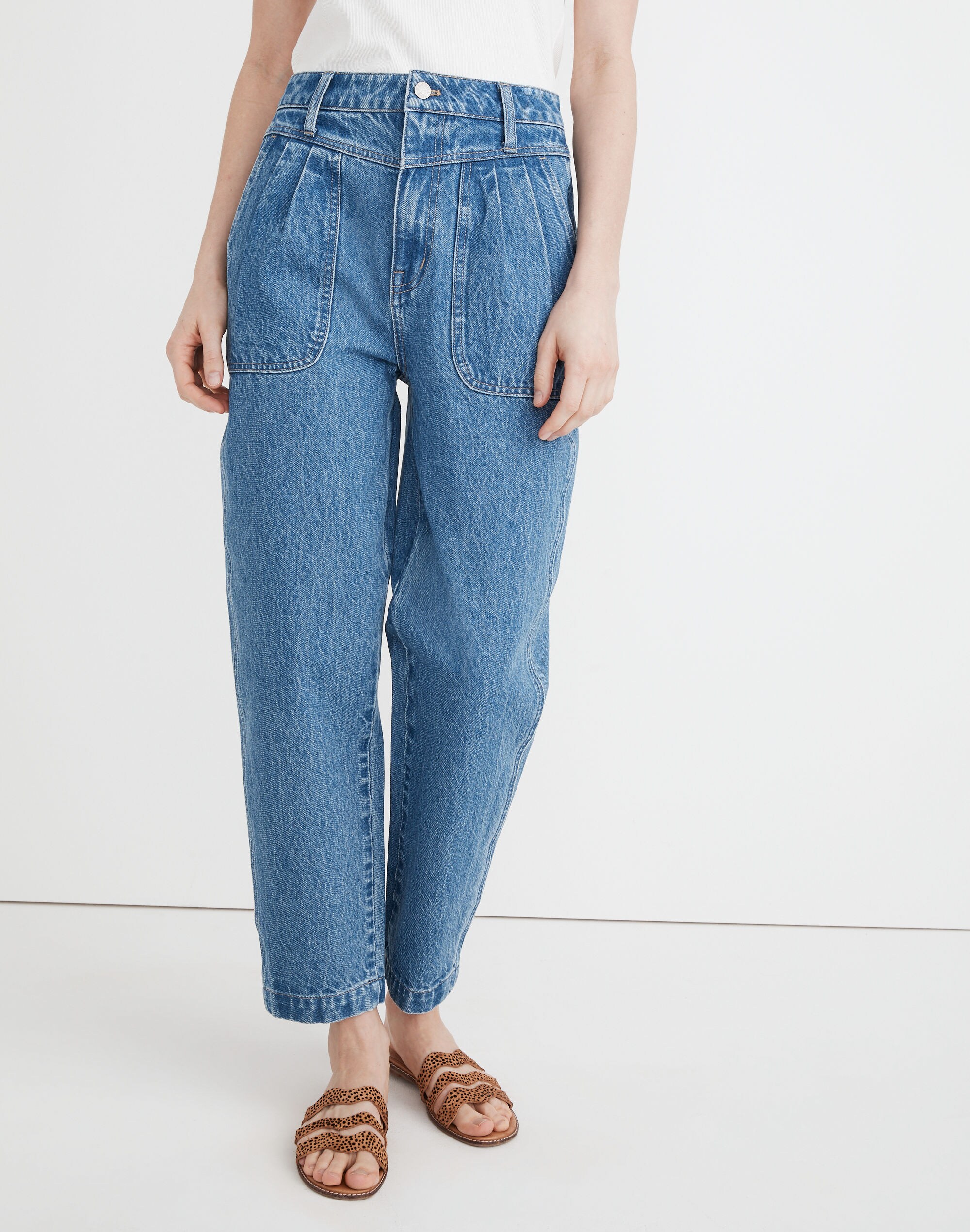 Baggy Pleated Tapered Jeans in Springdale Wash | Madewell