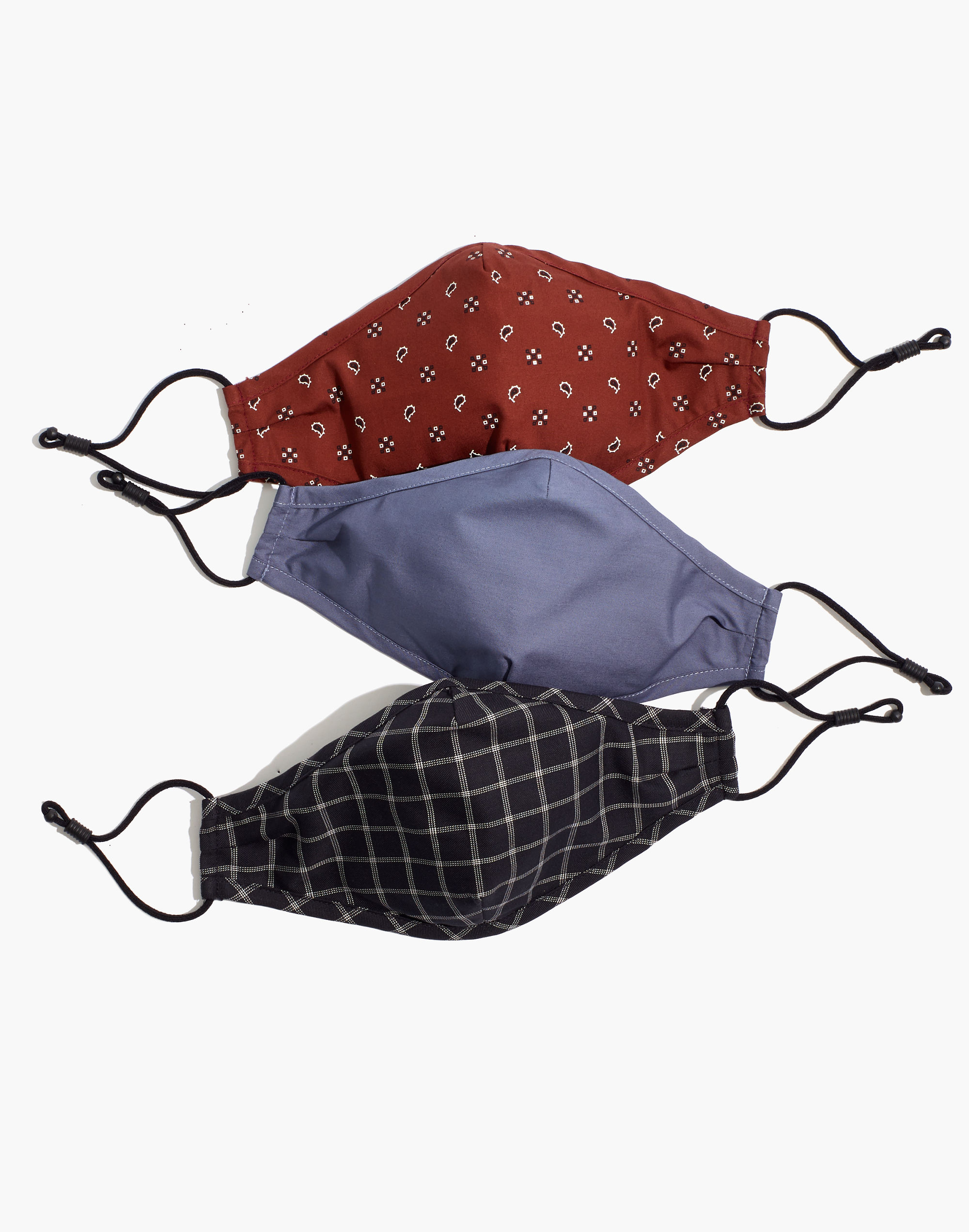 Three-Pack Assorted Adjustable Face Masks | Madewell