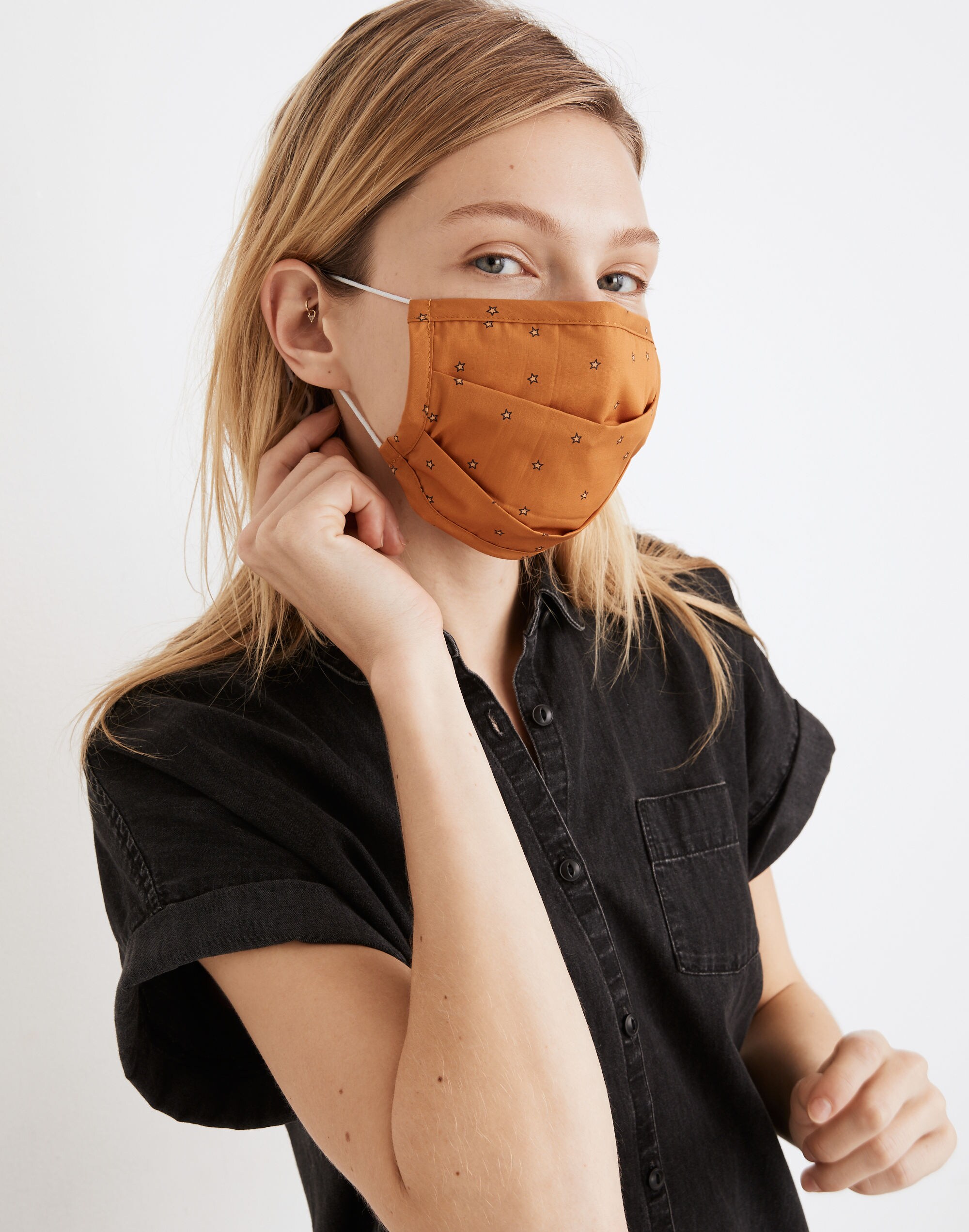 Three-Pack Pleated Adjustable Face Masks | Madewell