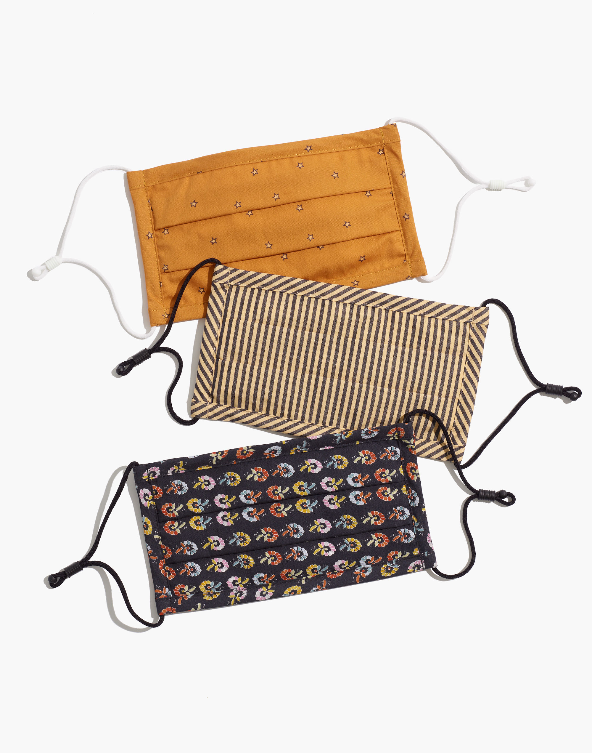 Three-Pack Pleated Adjustable Face Masks | Madewell