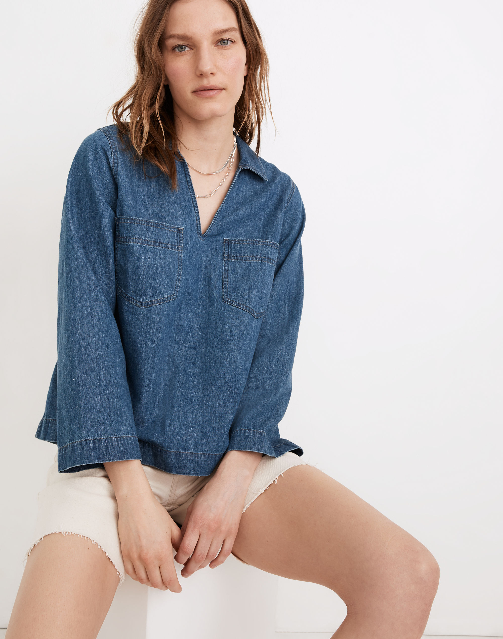 Denim Nautical Popover Top | Madewell