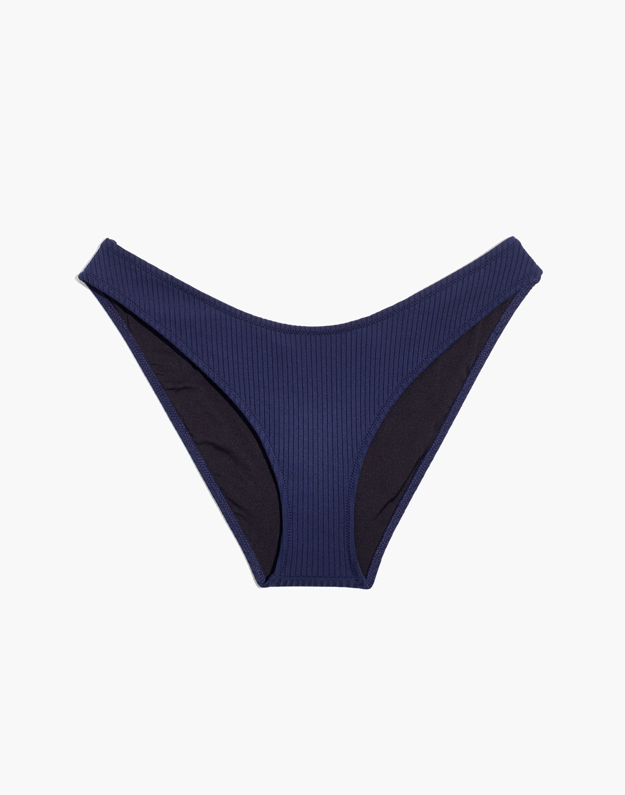 Madewell Second Wave Ribbed Curved-Waist Bikini Bottom | Madewell