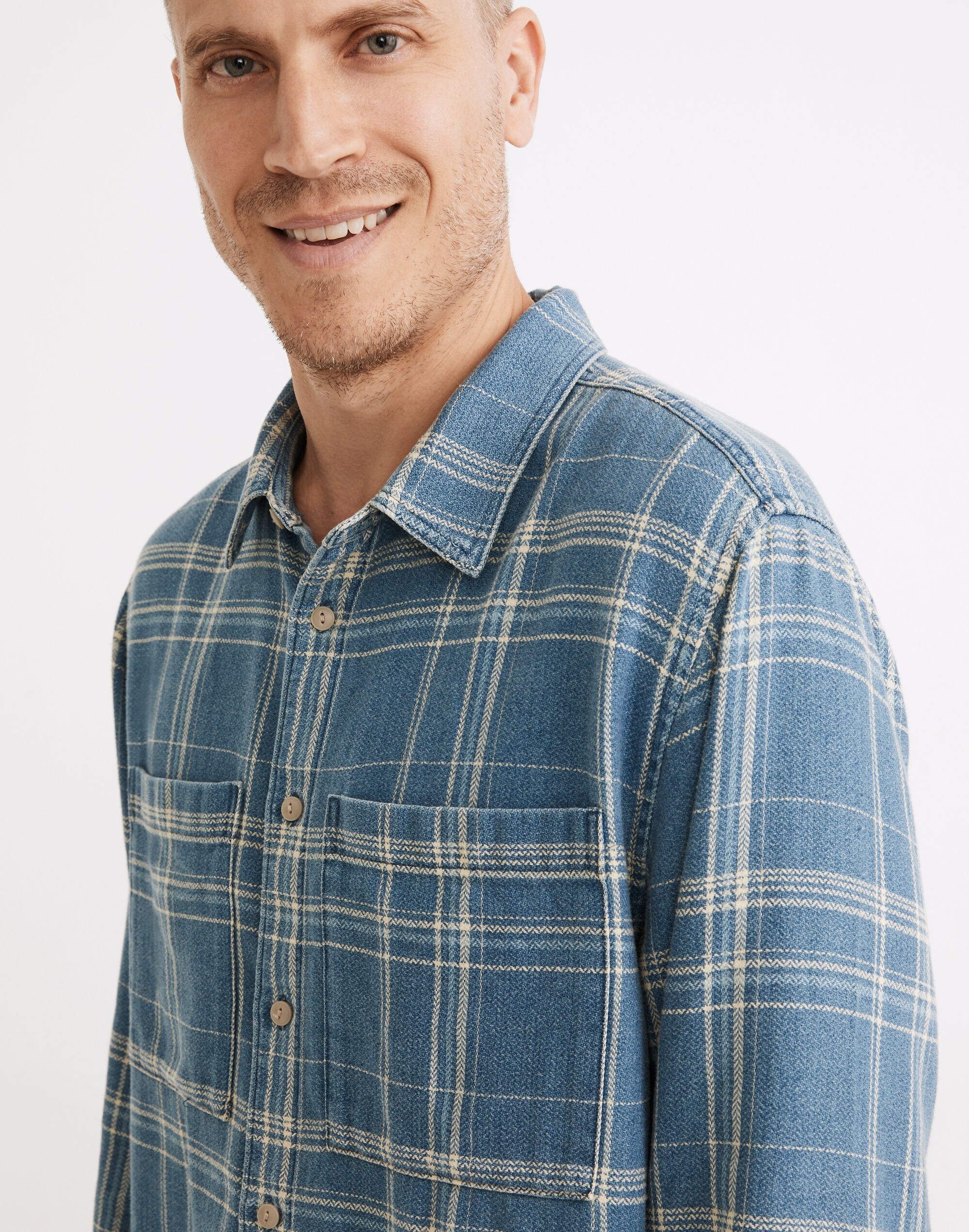 Easy Long-Sleeve Shirt in Indigo Plaid | Madewell