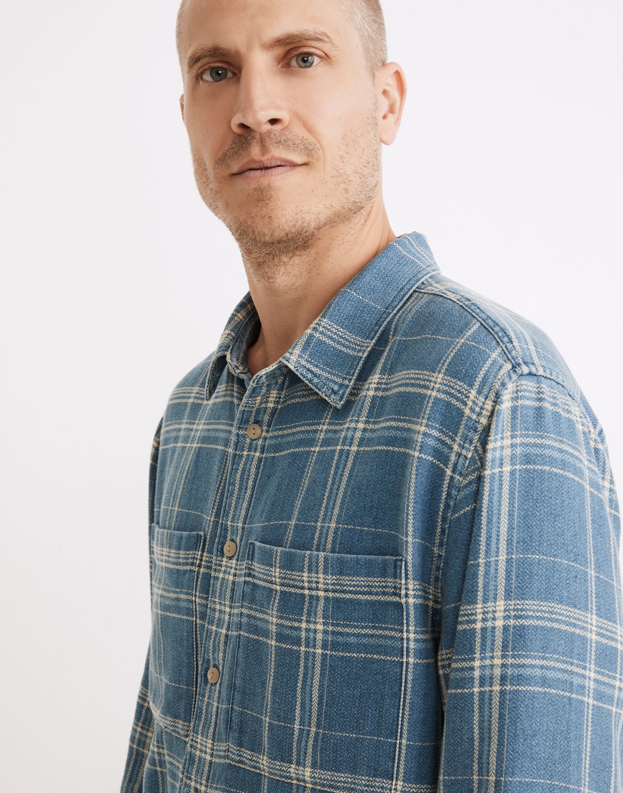 Easy Long-Sleeve Shirt in Indigo Plaid | Madewell