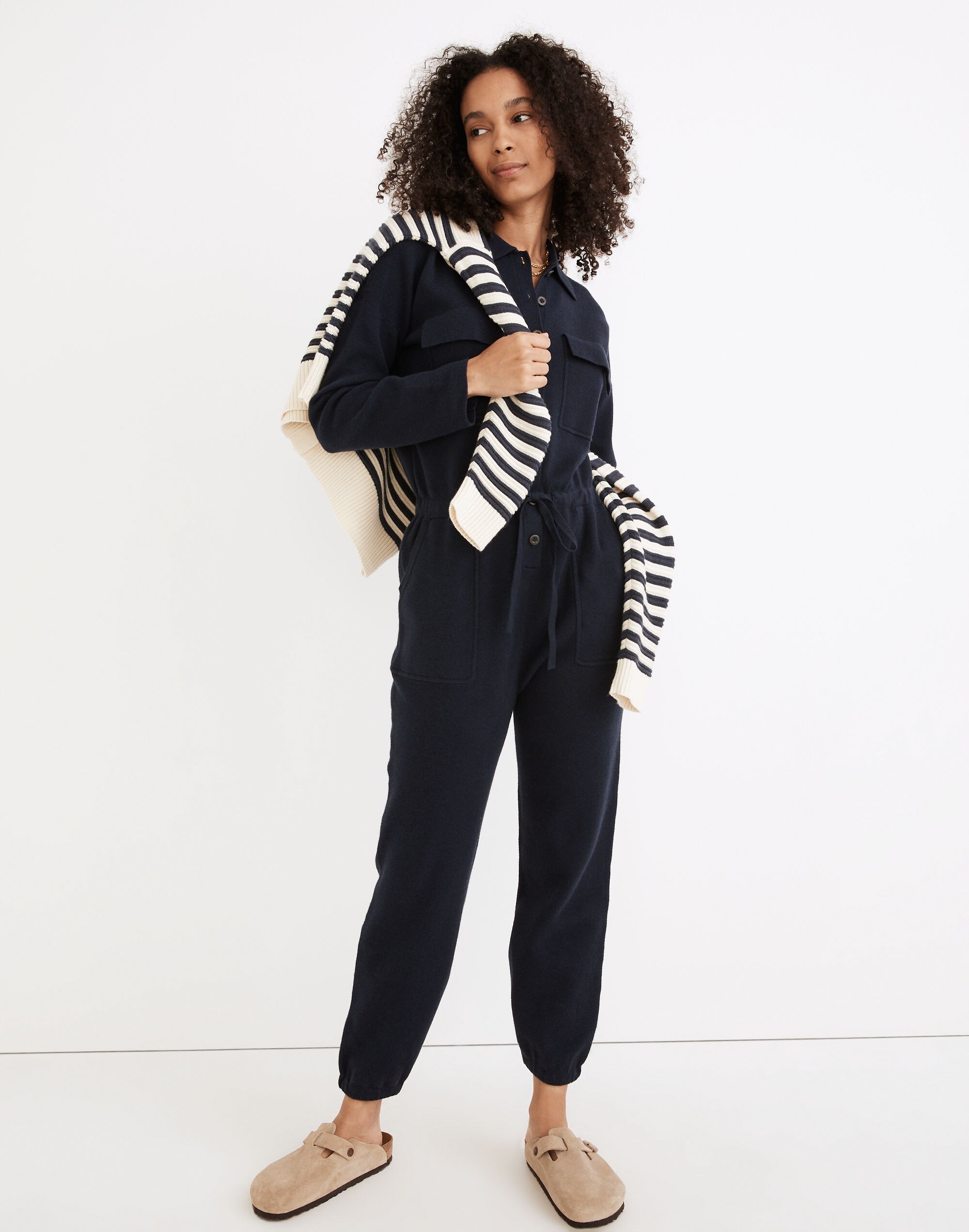 Gaitwin Tie-Waist Sweater Jumpsuit