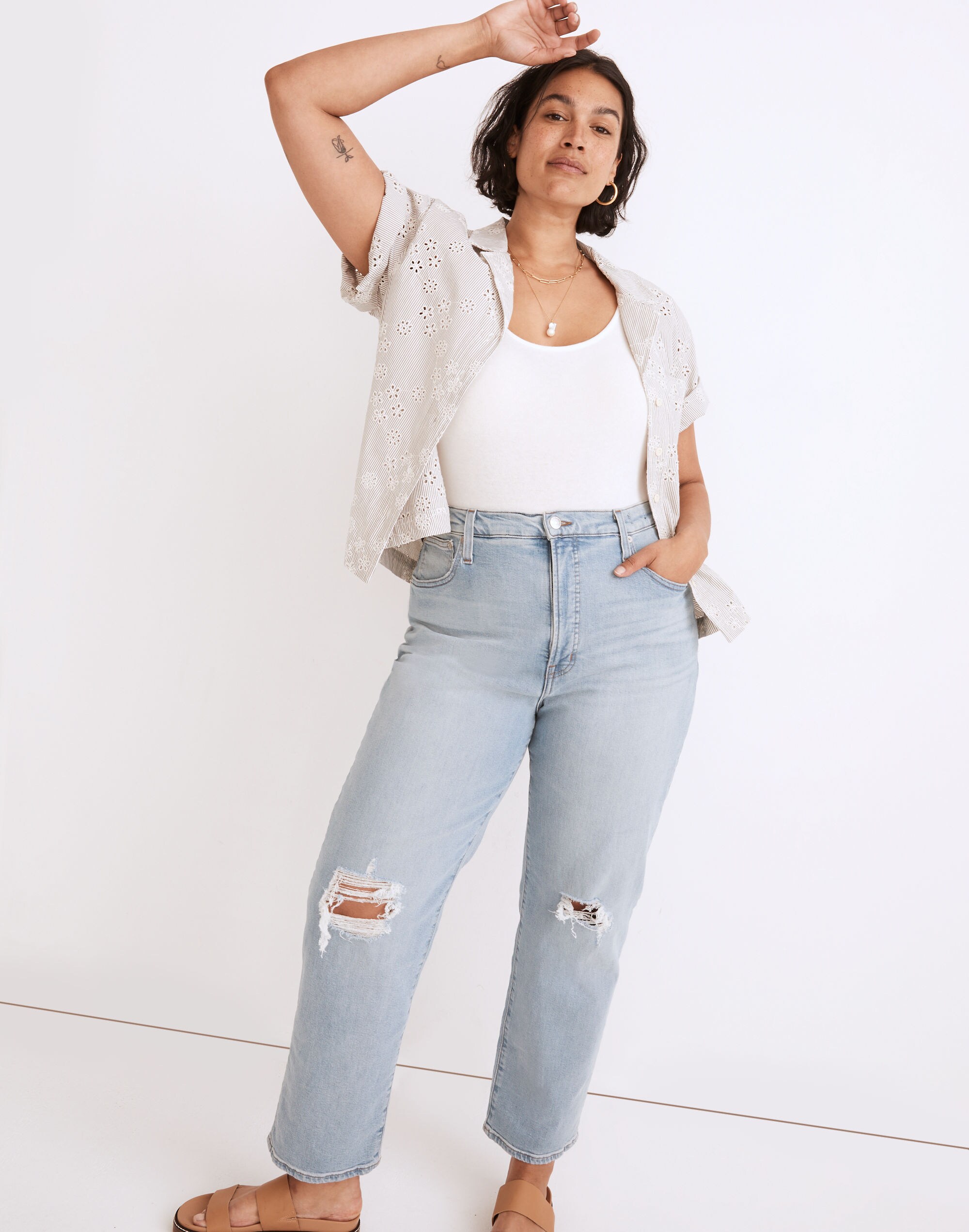 The Tall Perfect Vintage Straight Jean in Danby Wash: Knee-Rip Edition ...