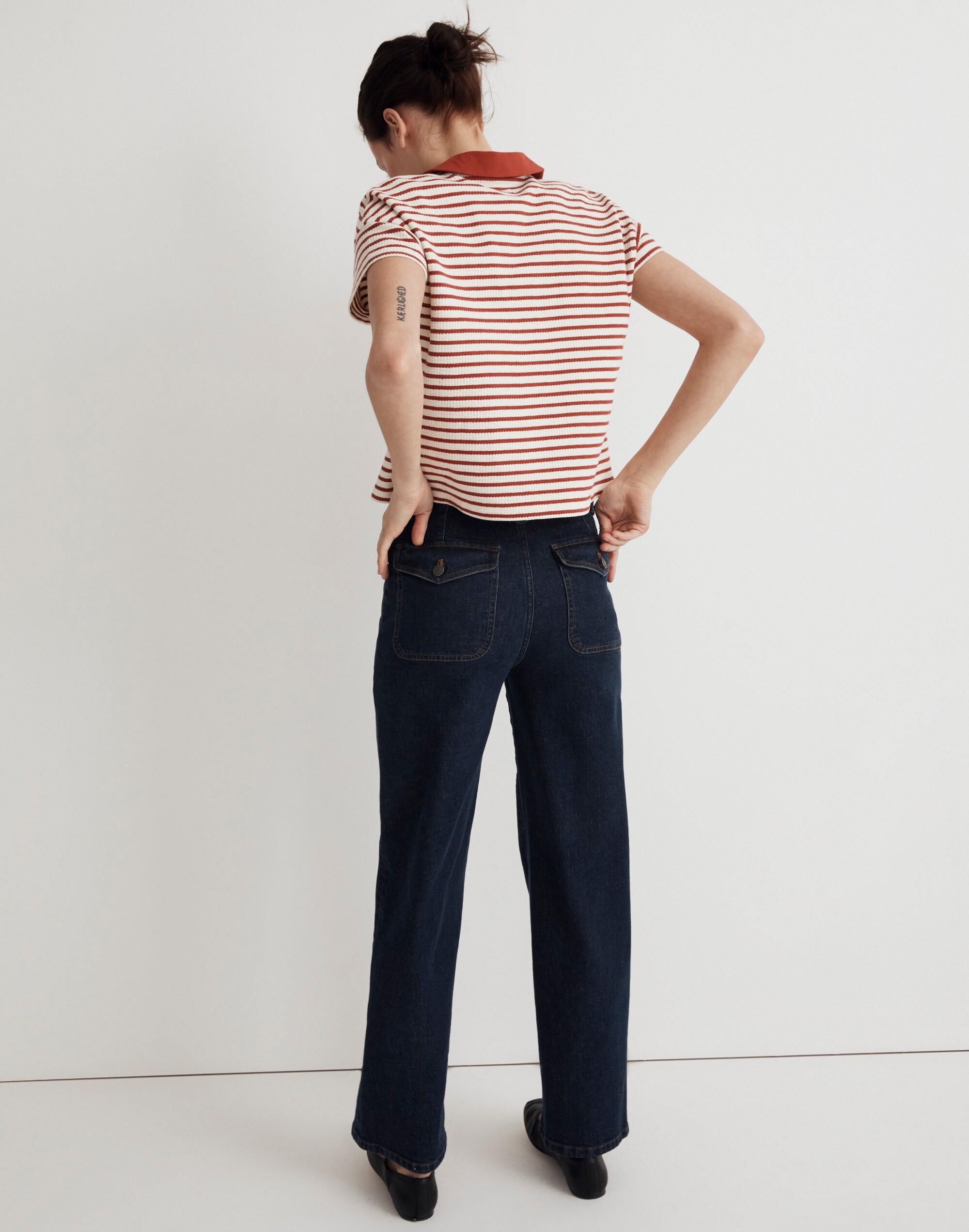 Texture-Rib Cropped Polo Tee | Madewell