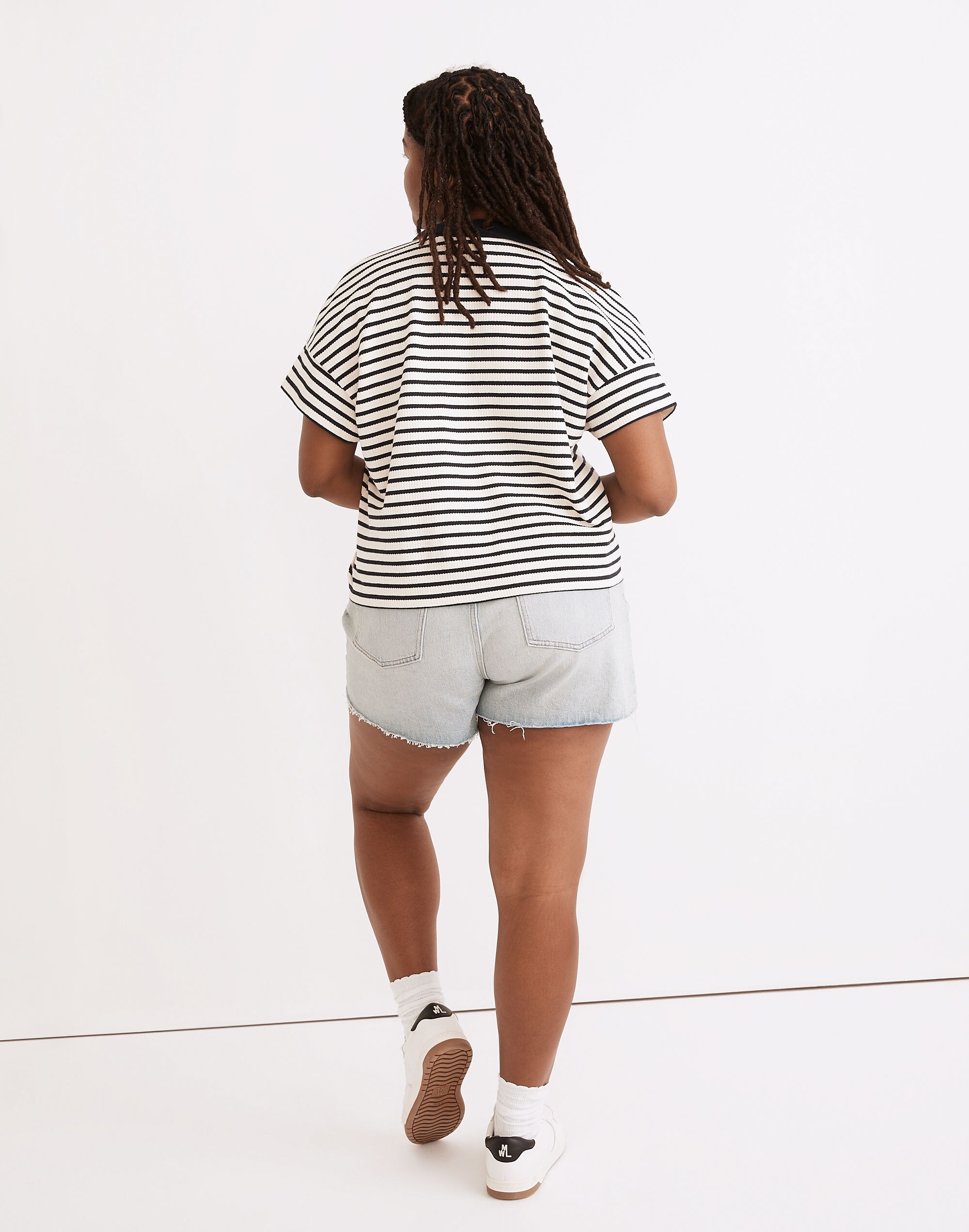 Texture-Rib Cropped Polo Tee | Madewell