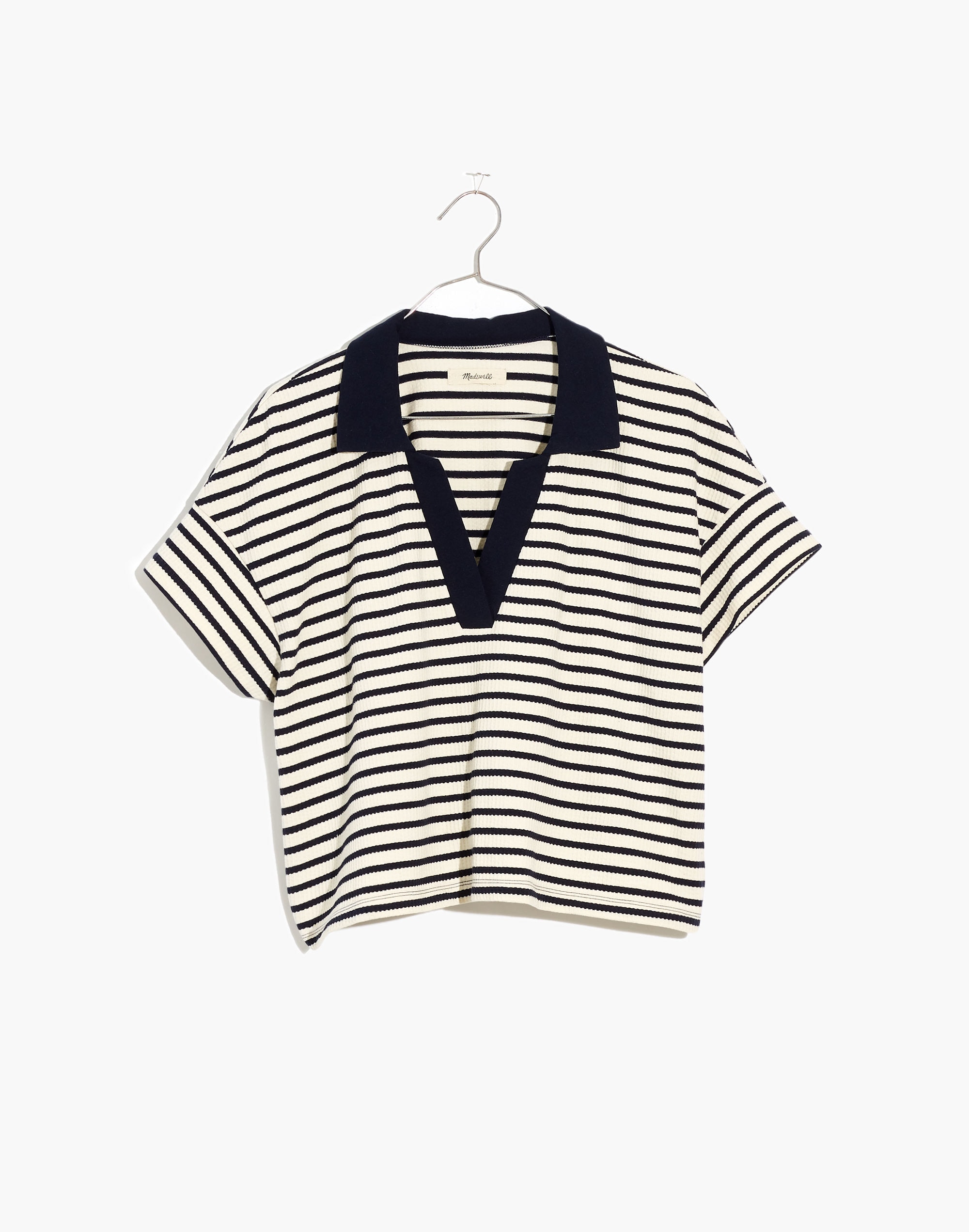 Texture-Rib Cropped Polo Tee | Madewell