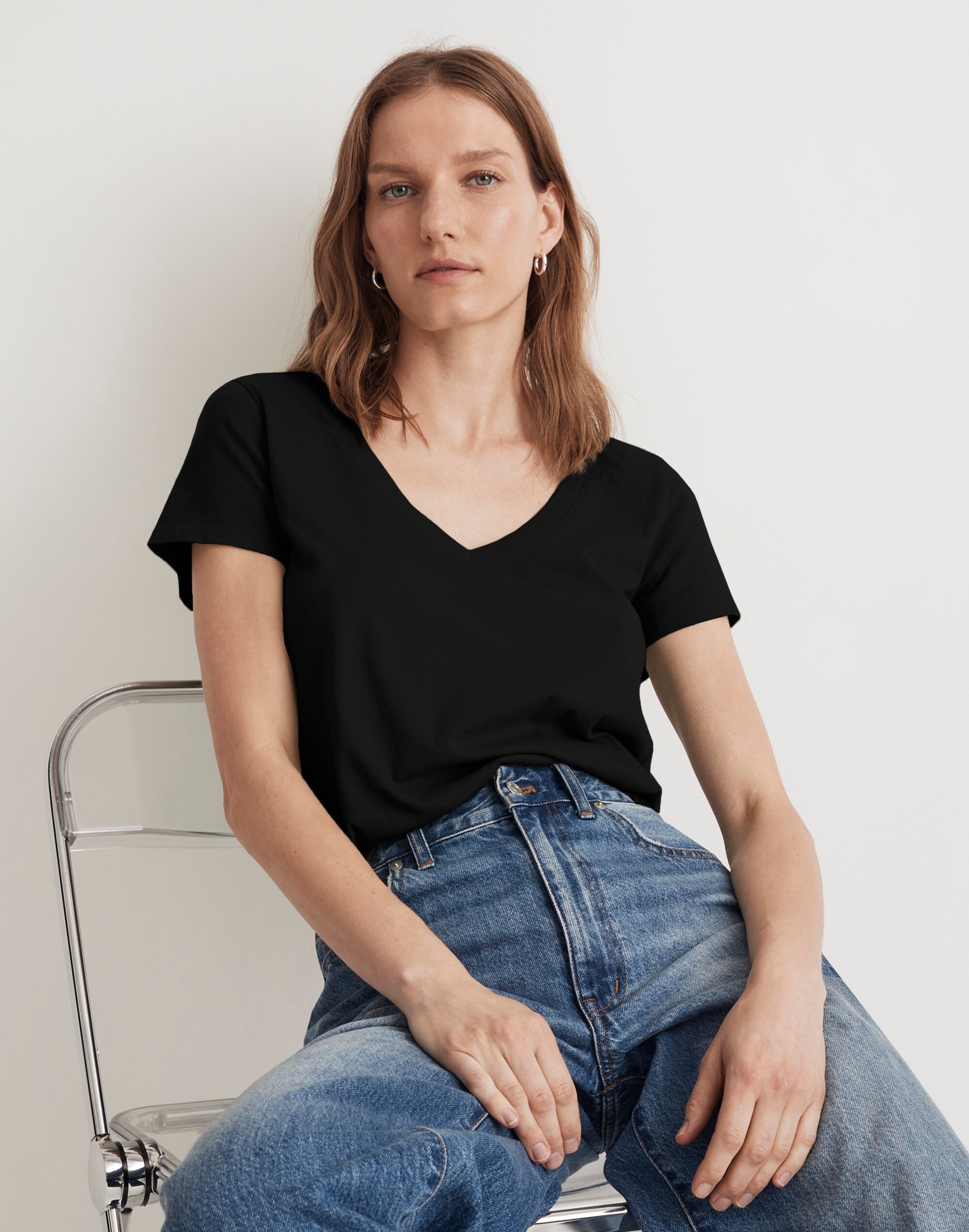 Softfade Cotton V-Neck Crop Tee | Madewell