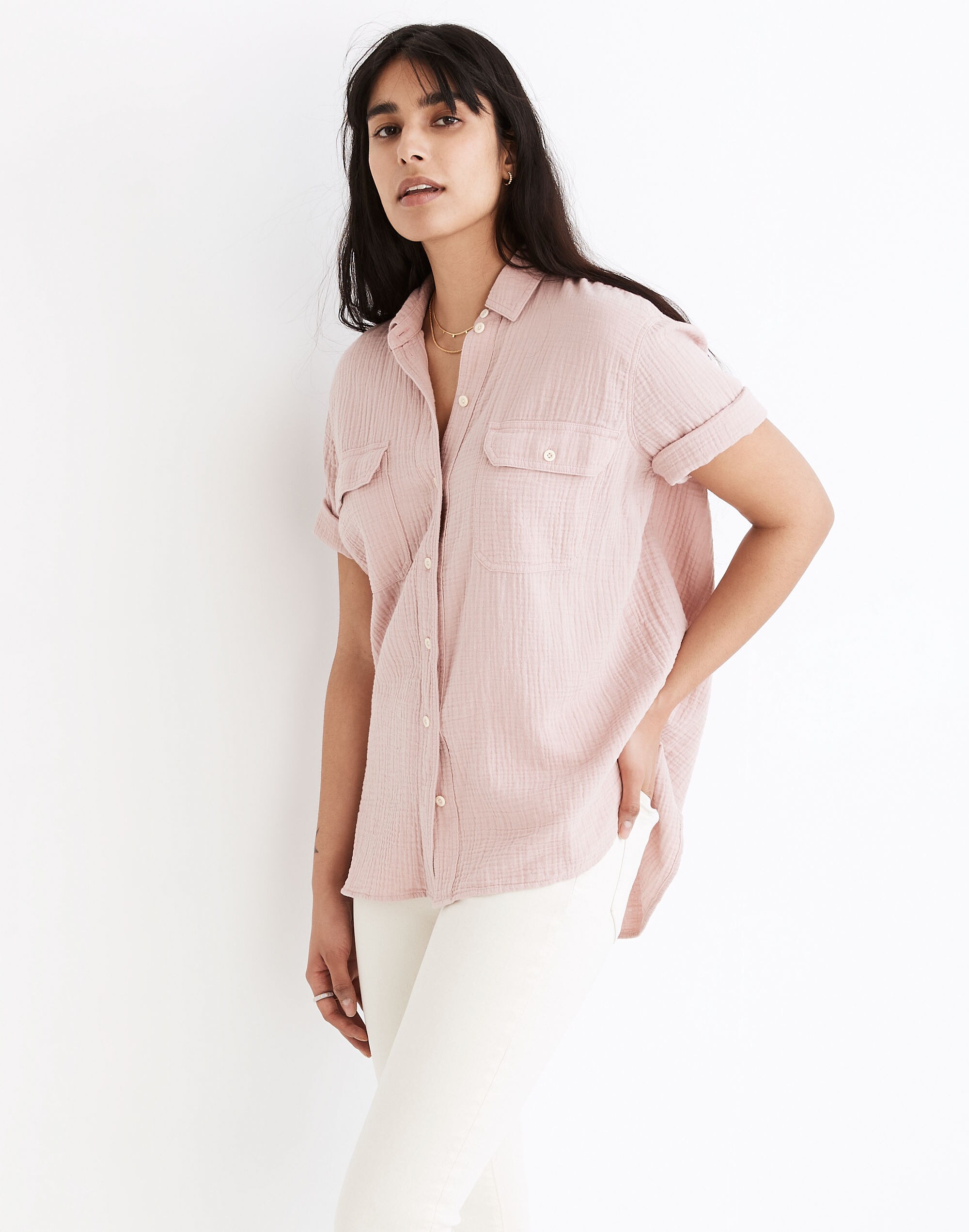 Lightspun Short-Sleeve Flap-Pocket Shirt | Madewell