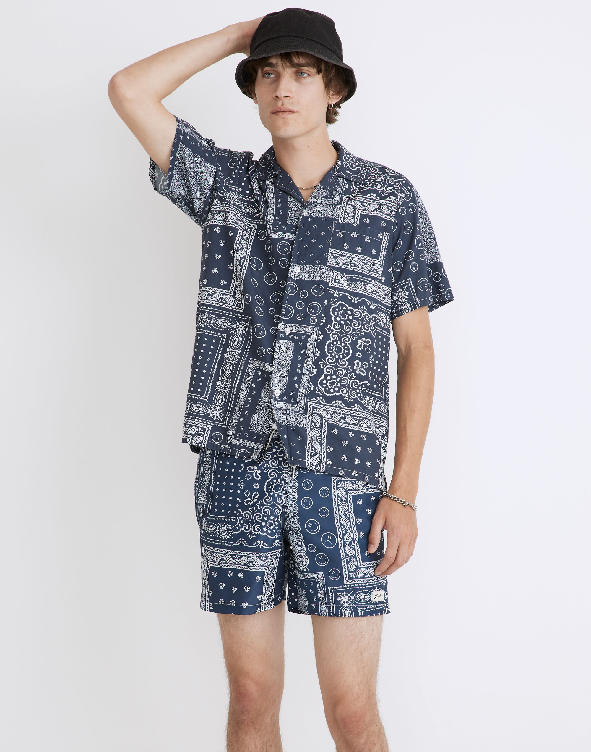 Bather Swim Trunks in Navy Bandana
