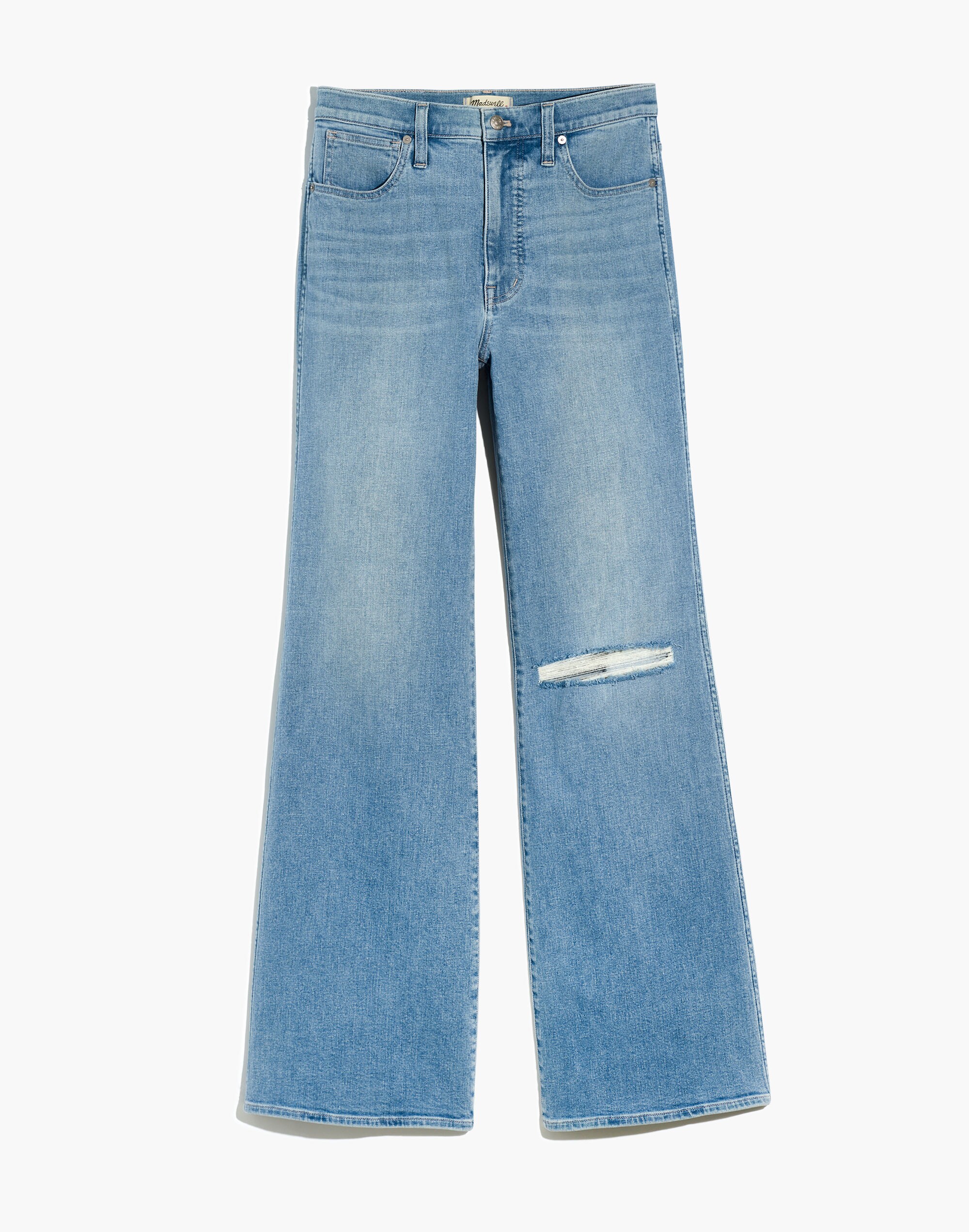 11" High-Rise Flare Jeans in Eversfield Wash: Knee-Rip Edition | Madewell