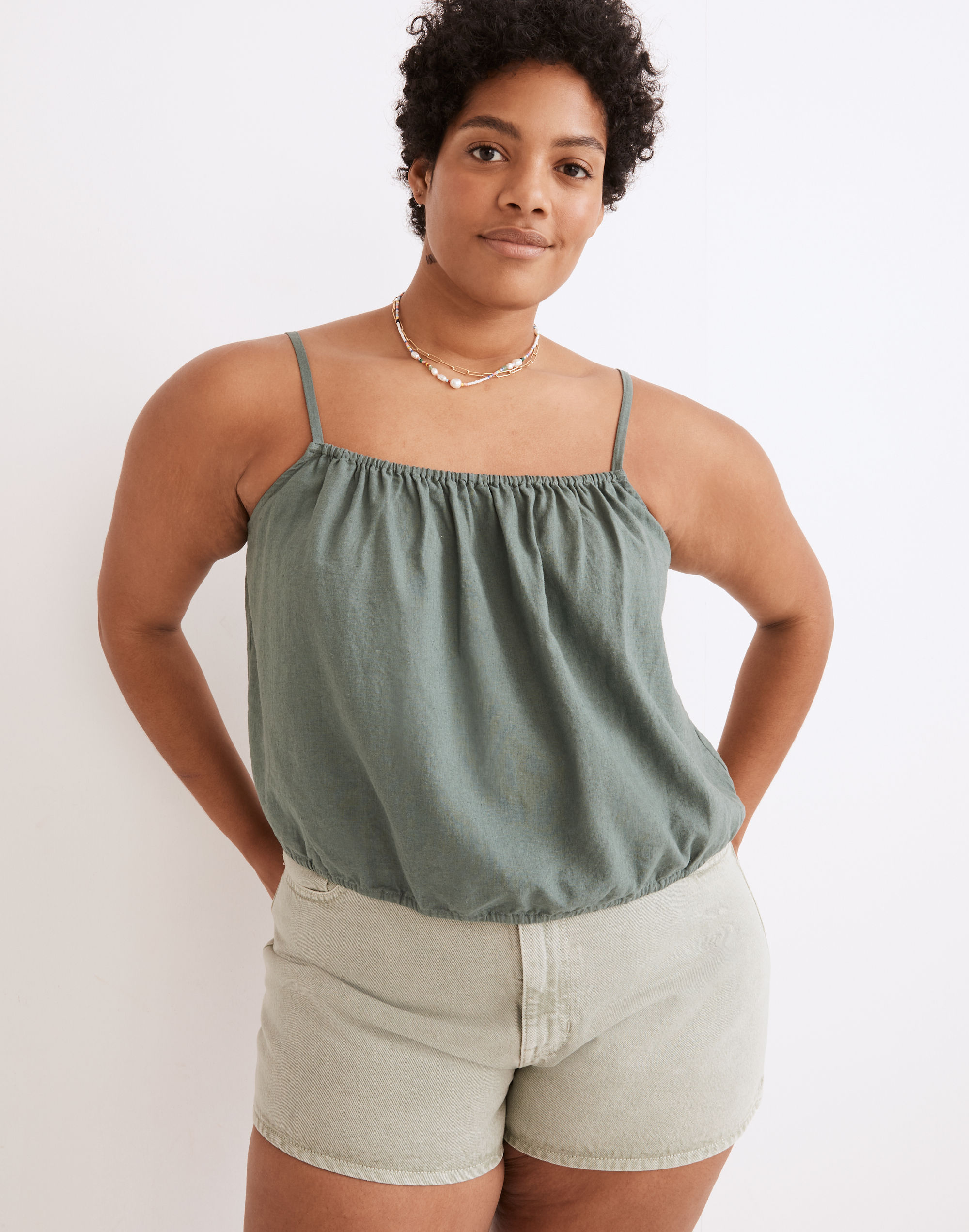 Linen-Blend Meriden Bubble Top