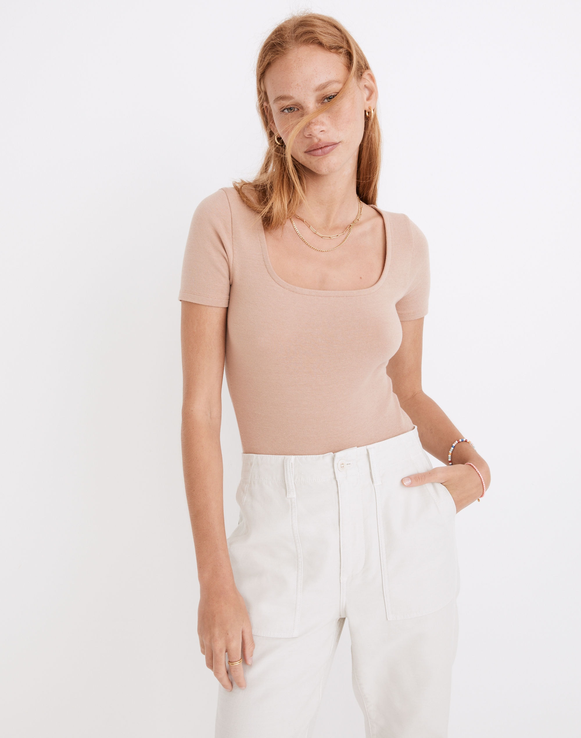 Ribbed Square-Neck Thong Bodysuit | Madewell