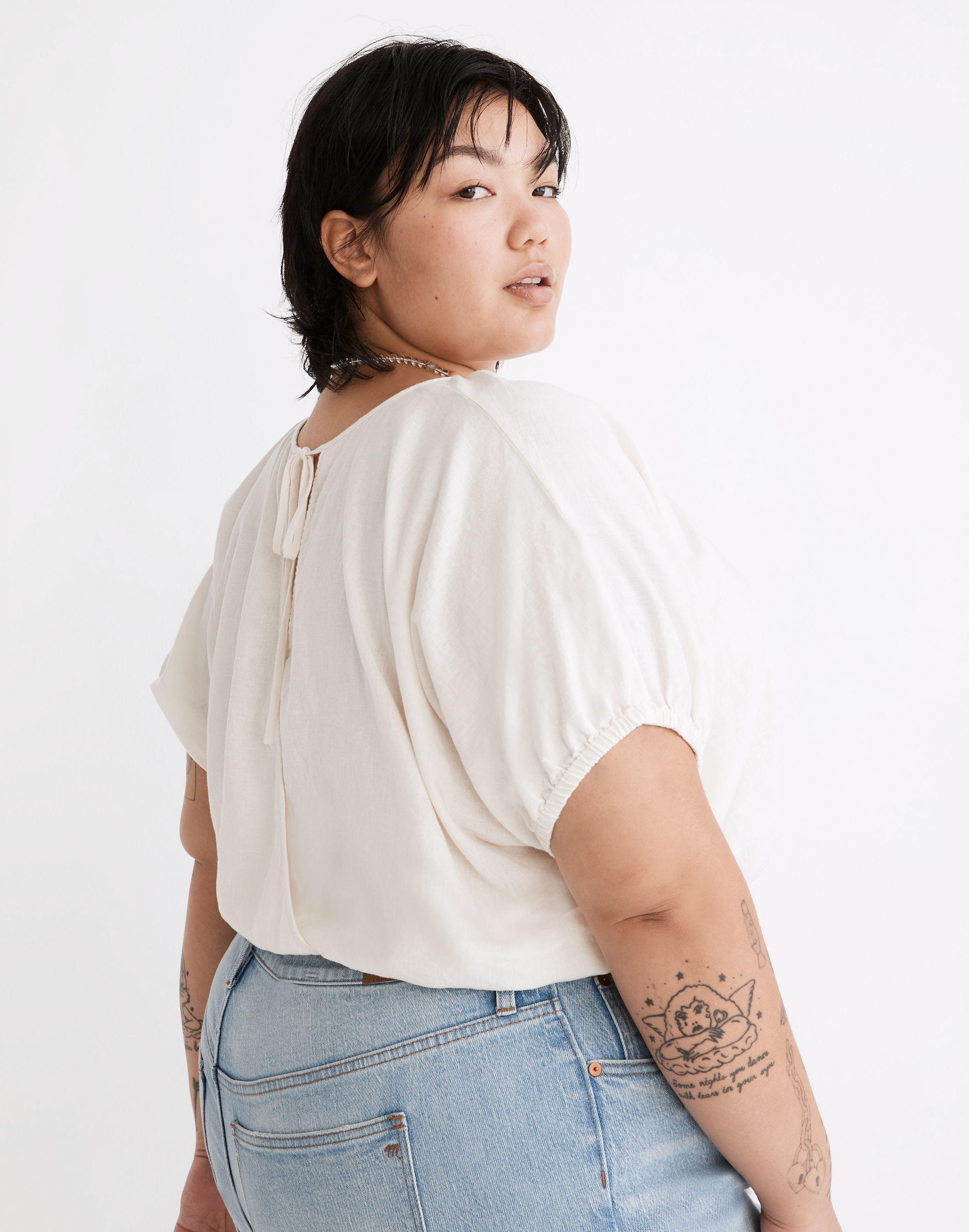 Linen-Blend Michele Bubble Top | Madewell
