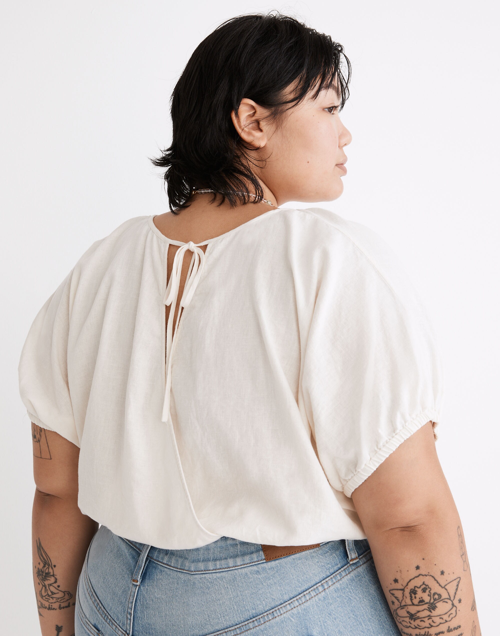 Linen-Blend Michele Bubble Top | Madewell