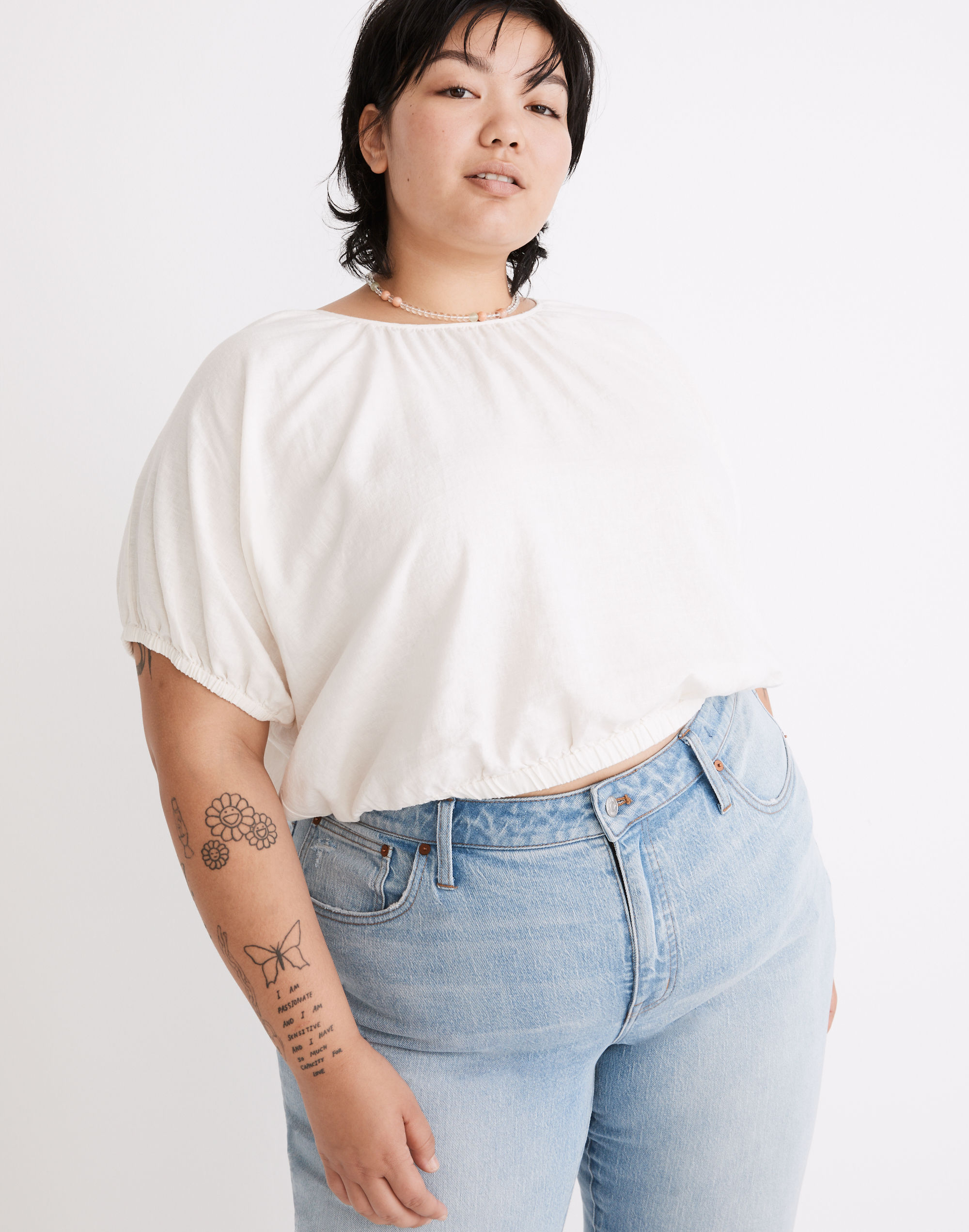 Linen-Blend Michele Bubble Top | Madewell