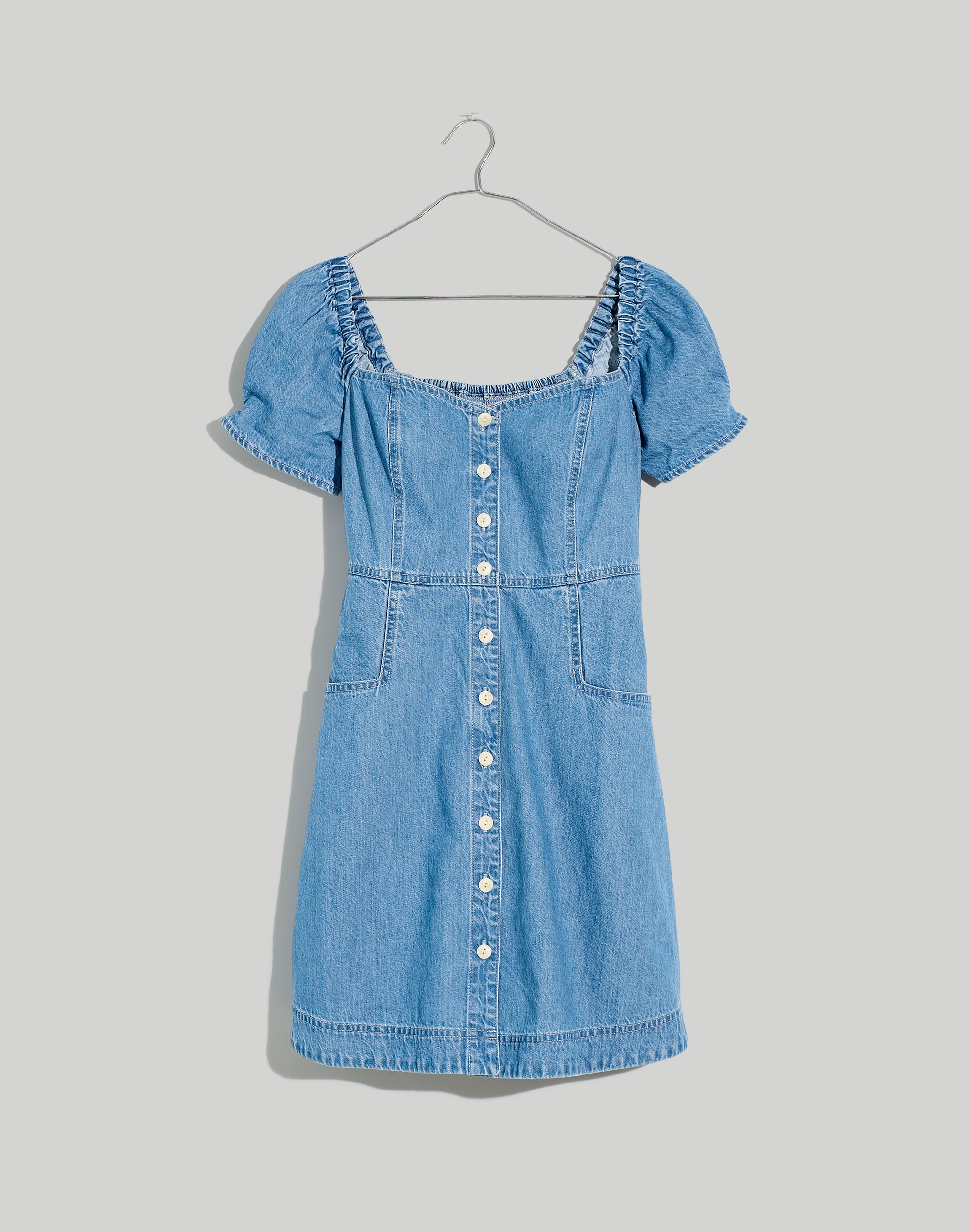 Denim Puff-Sleeve Mini Dress in Dawnshire Wash | Madewell