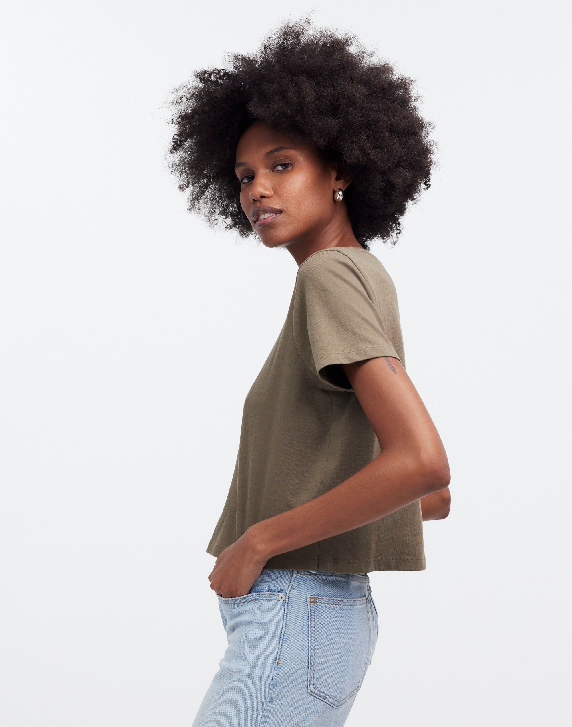 Softfade Cotton Boxy-Crop Tee | Madewell