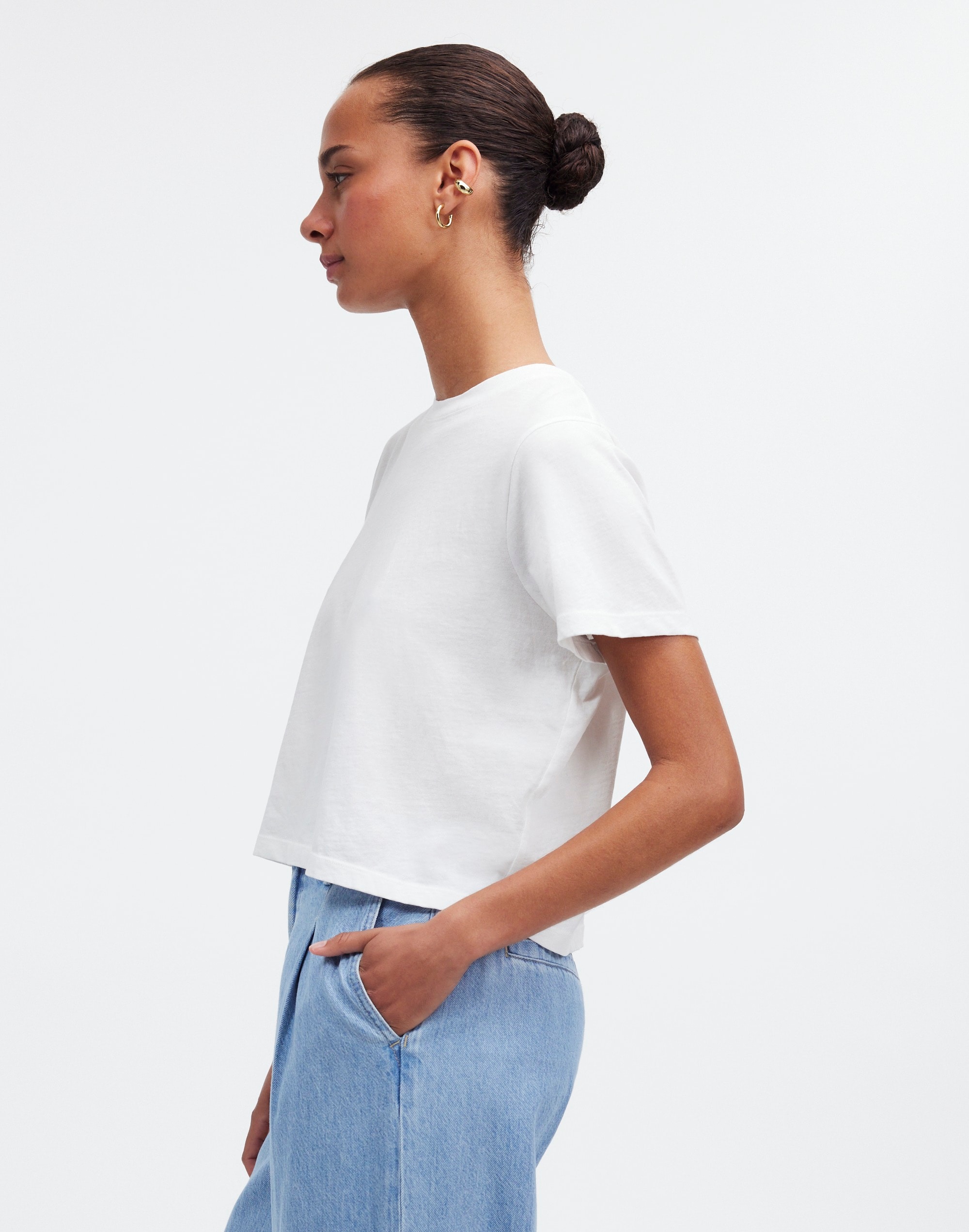 Softfade Cotton Boxy-Crop Tee | Madewell