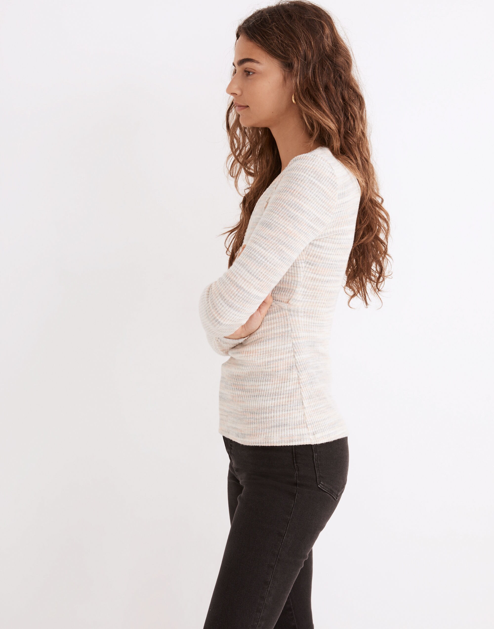 Space-Dye Faux-Wrap Top | Madewell