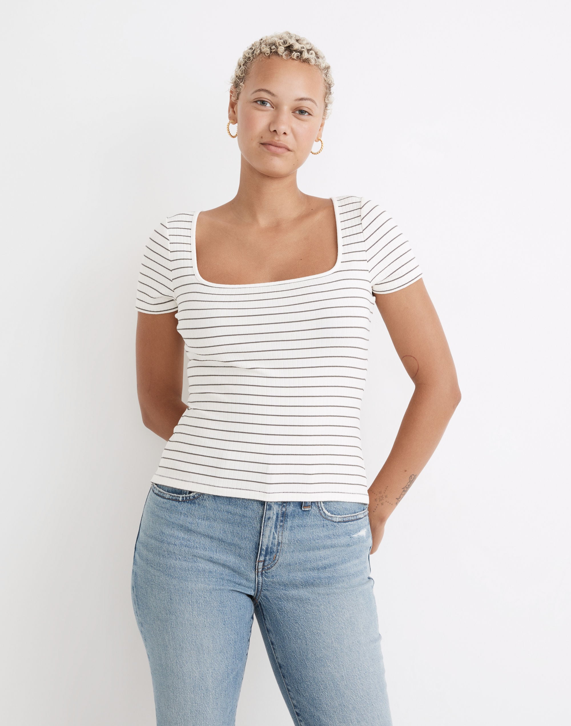Ribbed Square-Neck Crop Top | Madewell