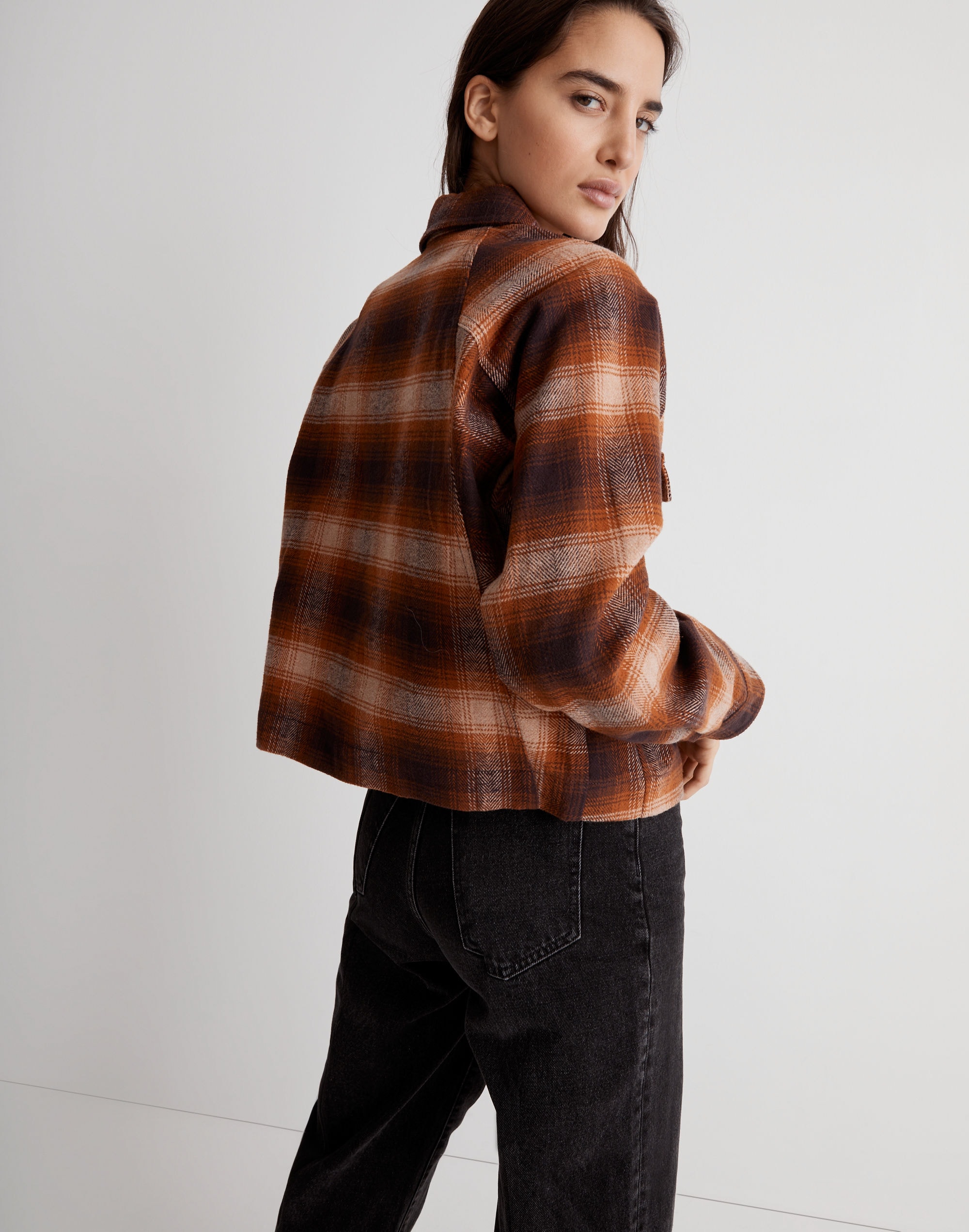 Flannel Crop Shirt-Jacket in Plaid | Madewell