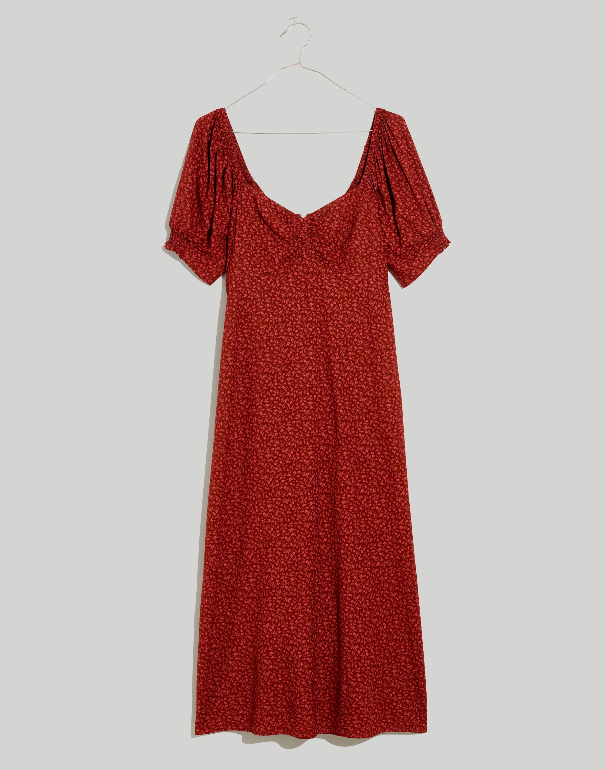 Sweetheart Puff-Sleeve Midi Dress in Carmine Floral | Madewell