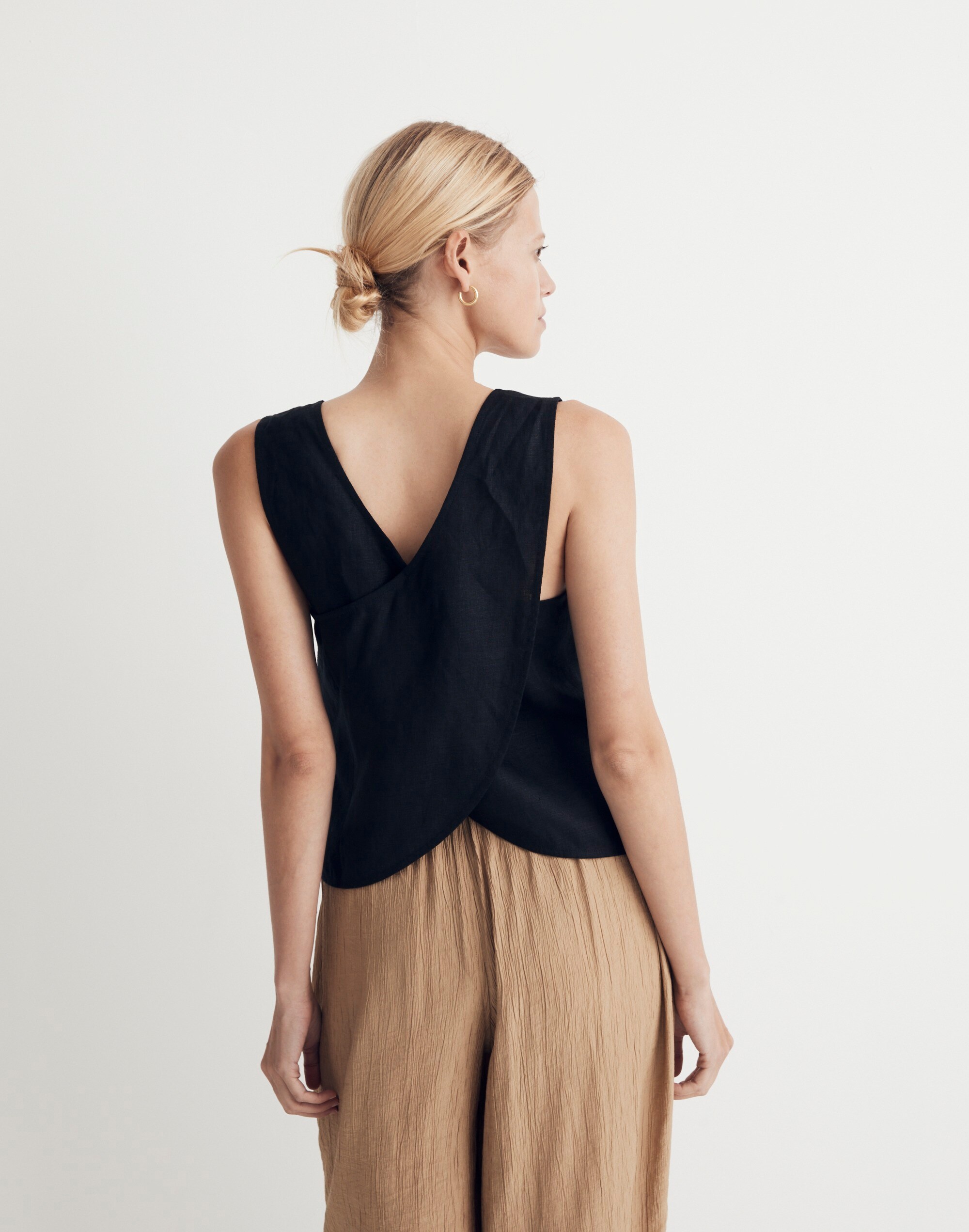 100% Linen Cross-Back Sleeveless Top | Madewell