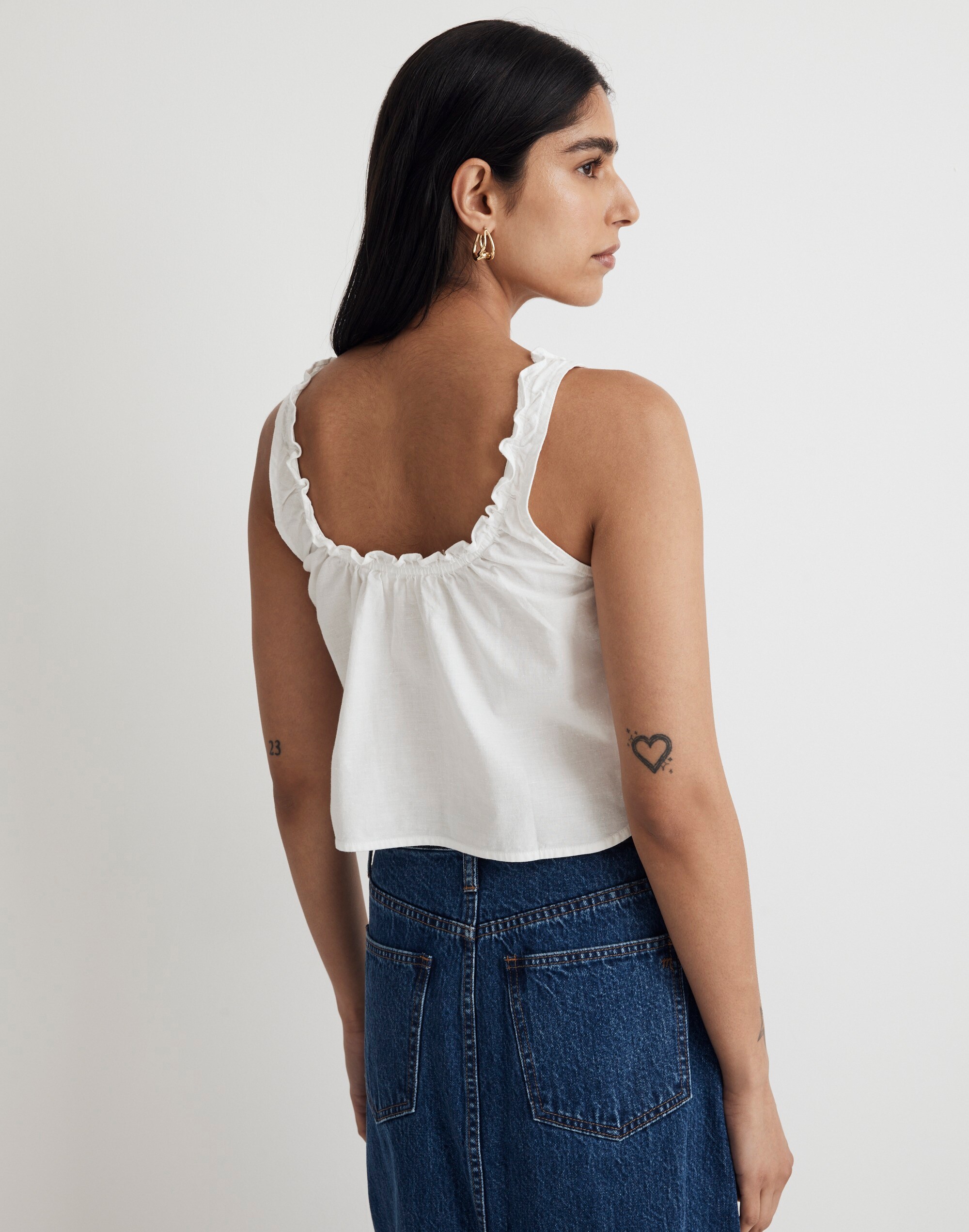 Denim Ruffled U-Neck Crop Top | Madewell