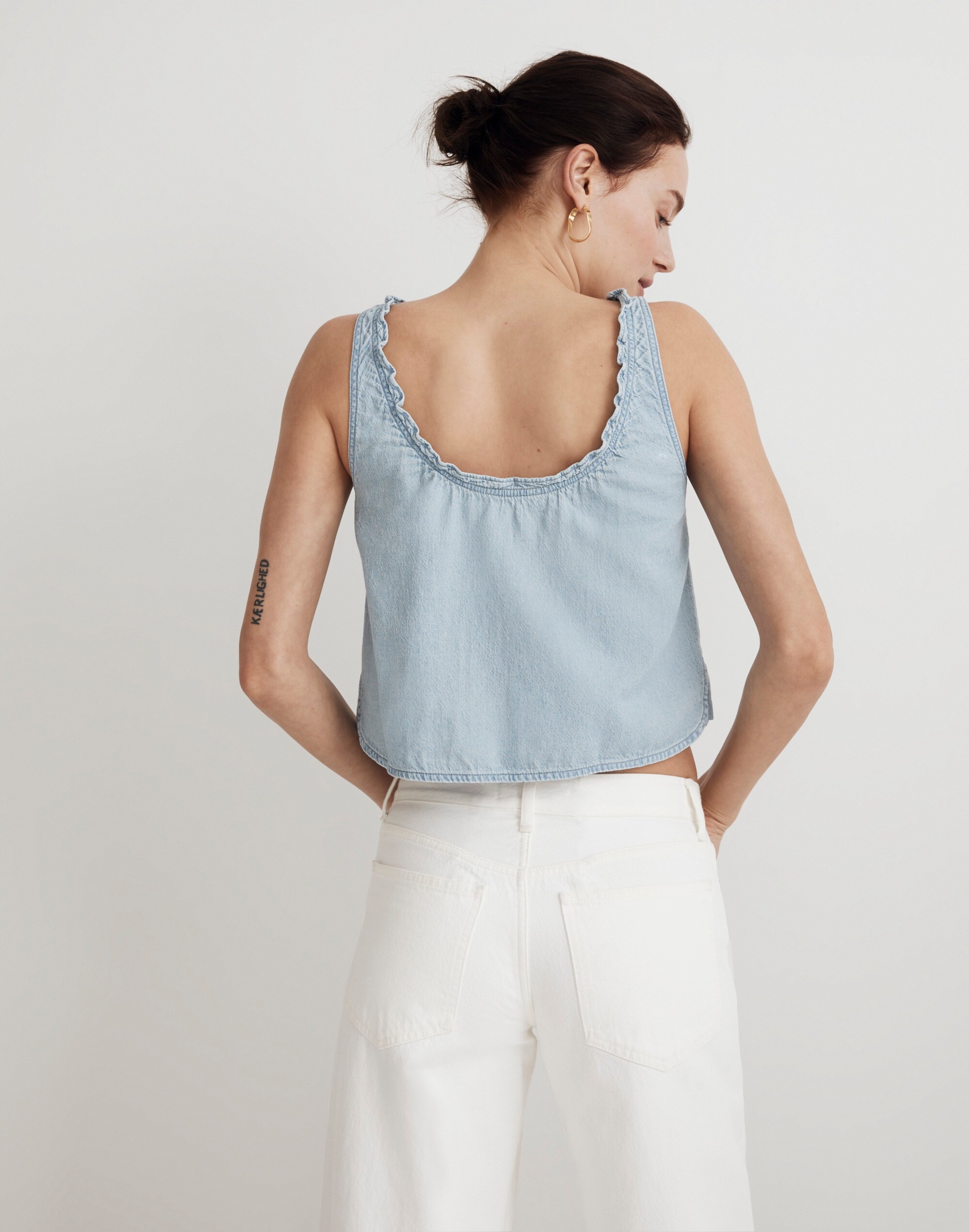 Denim Ruffled U-Neck Crop Top | Madewell