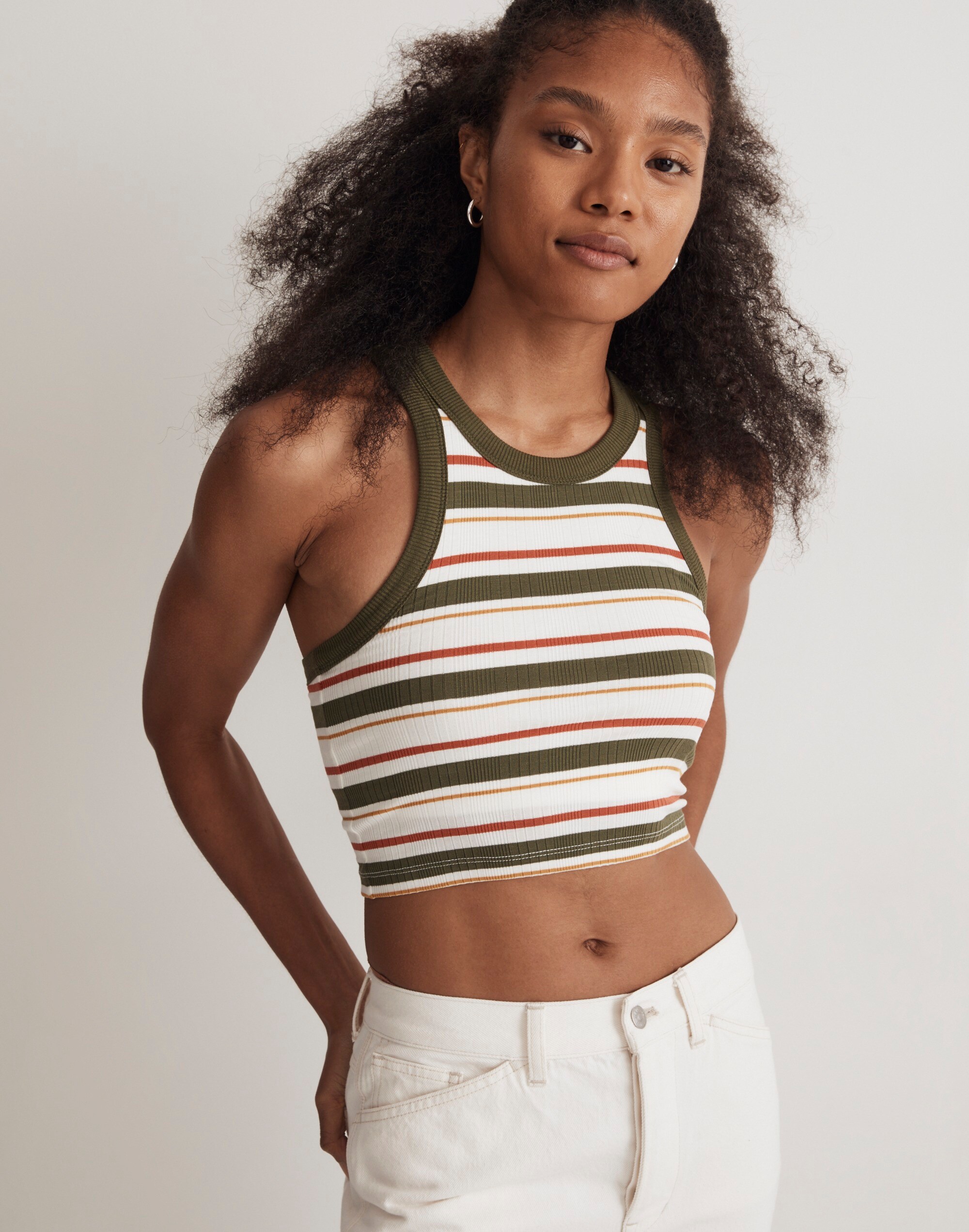 Variegated Rib Crop Tank in Stripe | Madewell