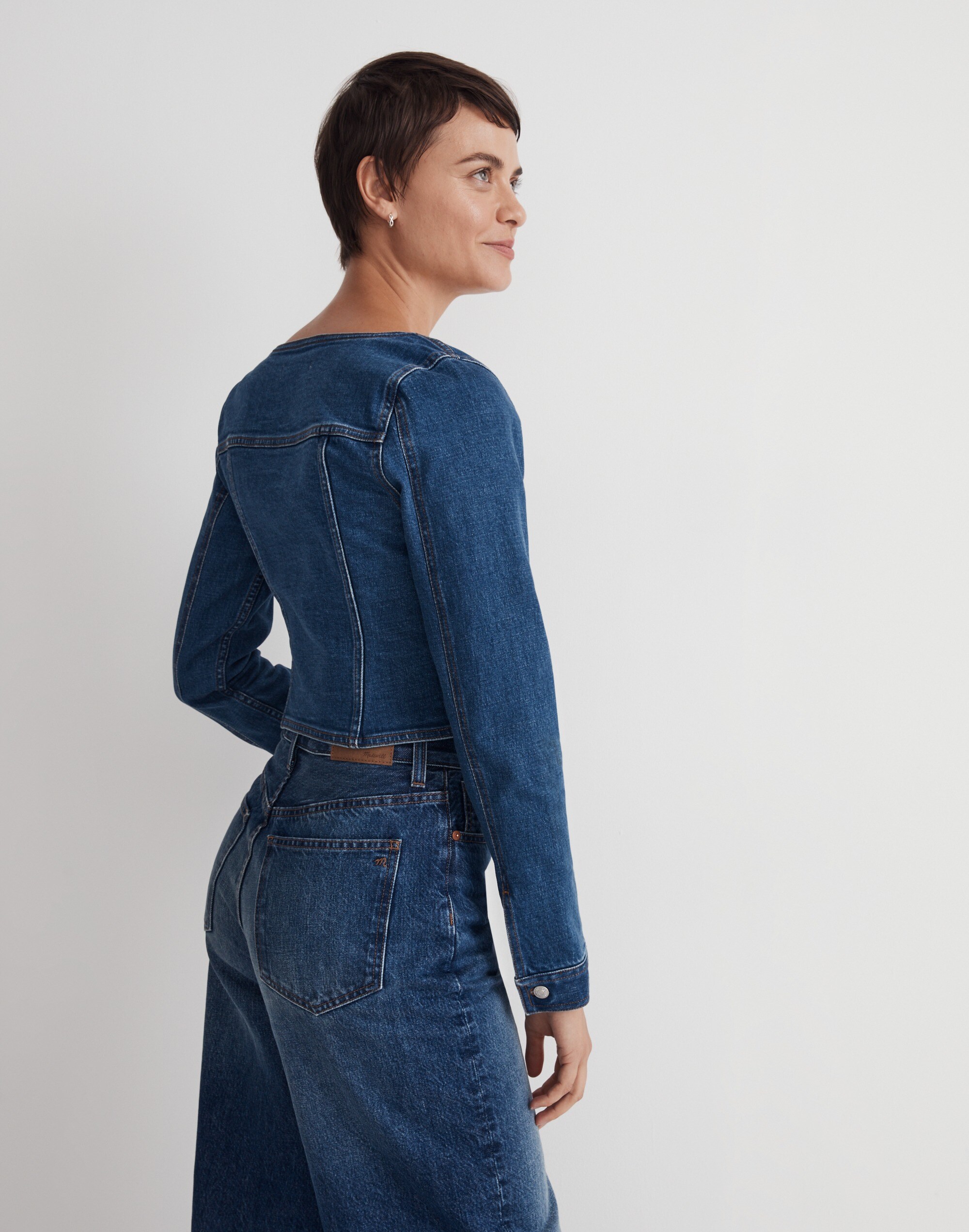 Denim Square-Neck Crop Top in Hallwood Wash | Madewell