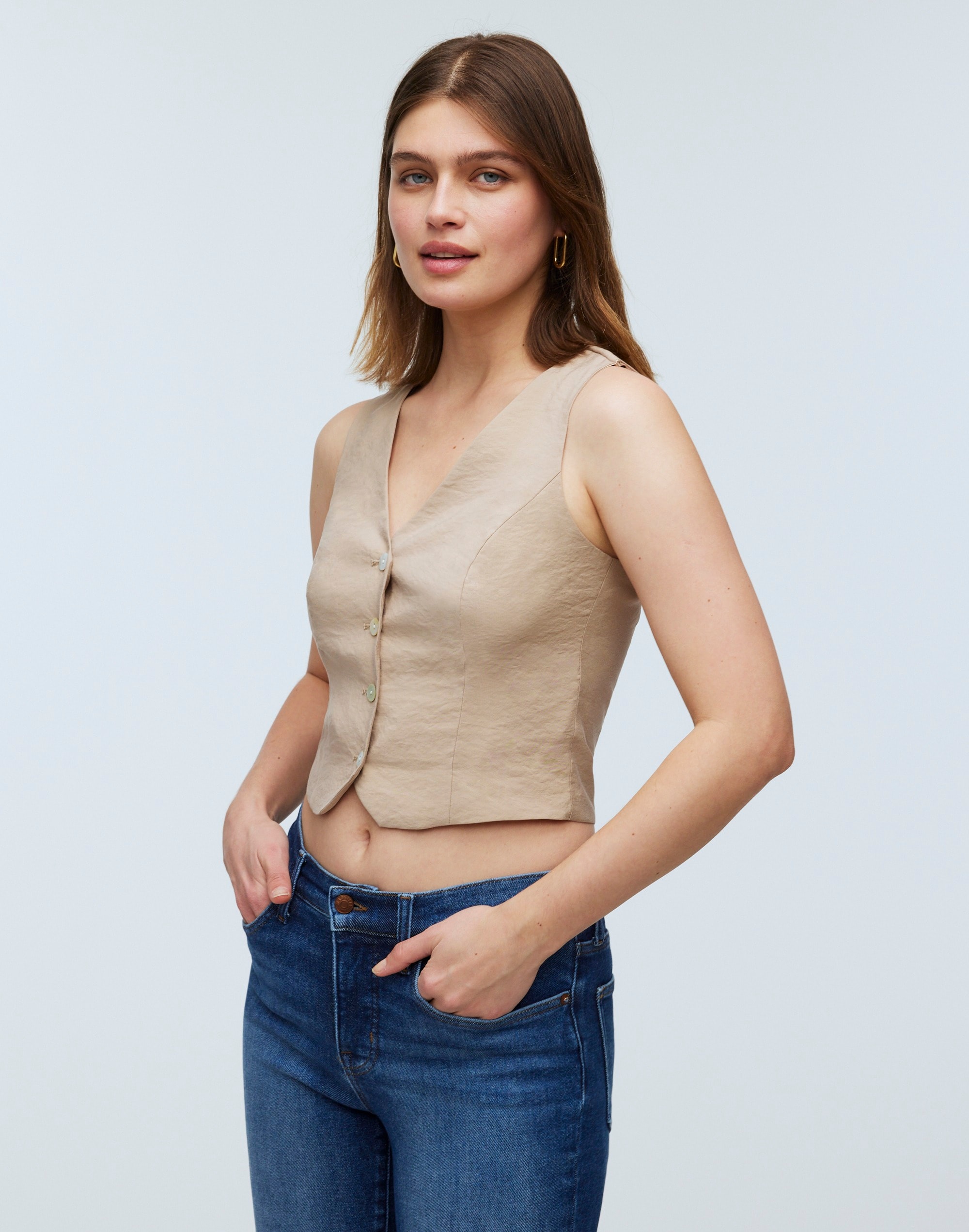 Katrina Crop Vest Top in Softdrape | Madewell